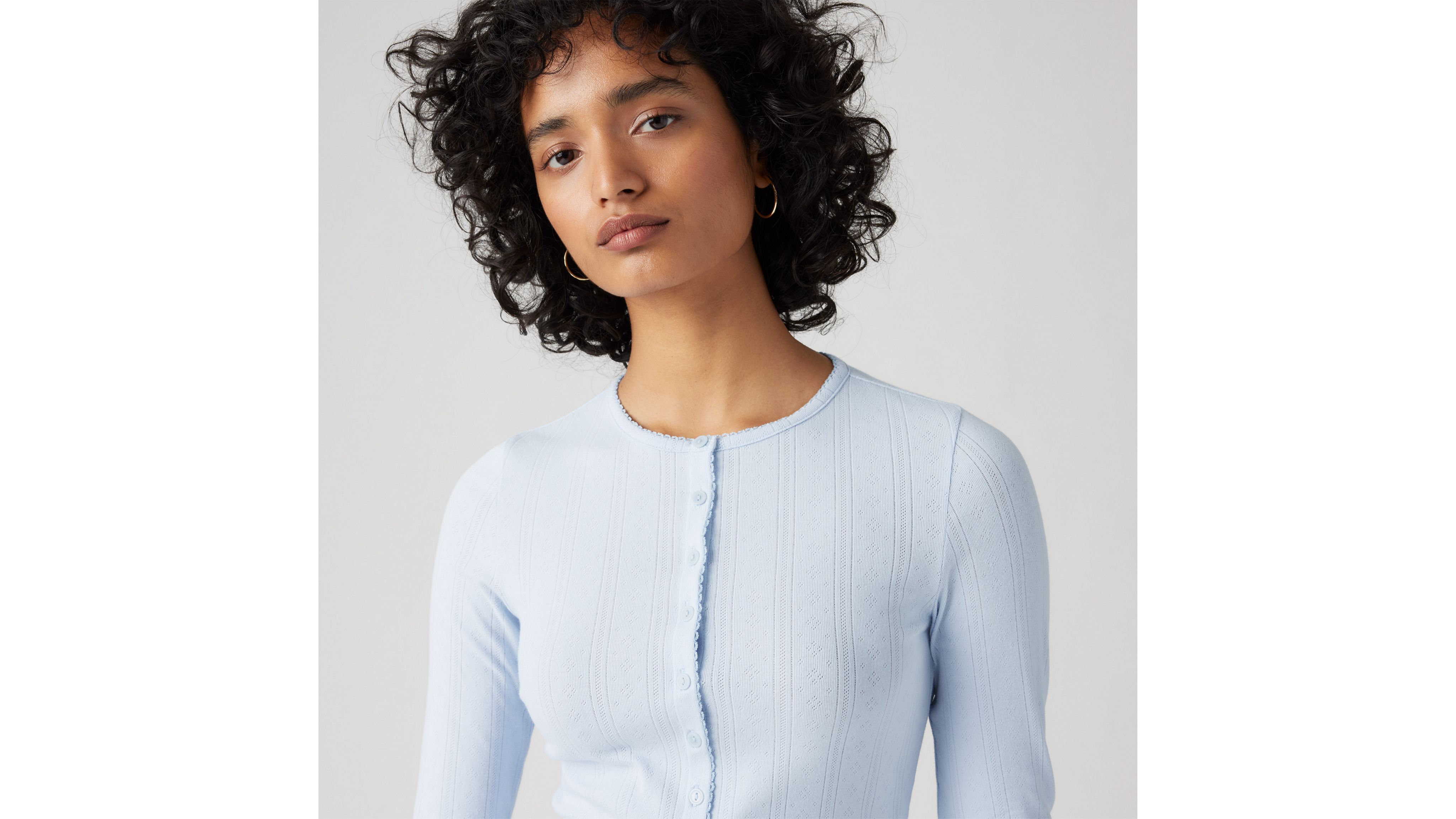 Dry Goods Pointelle Long Sleeve Tee - Blue | Levi's® GB