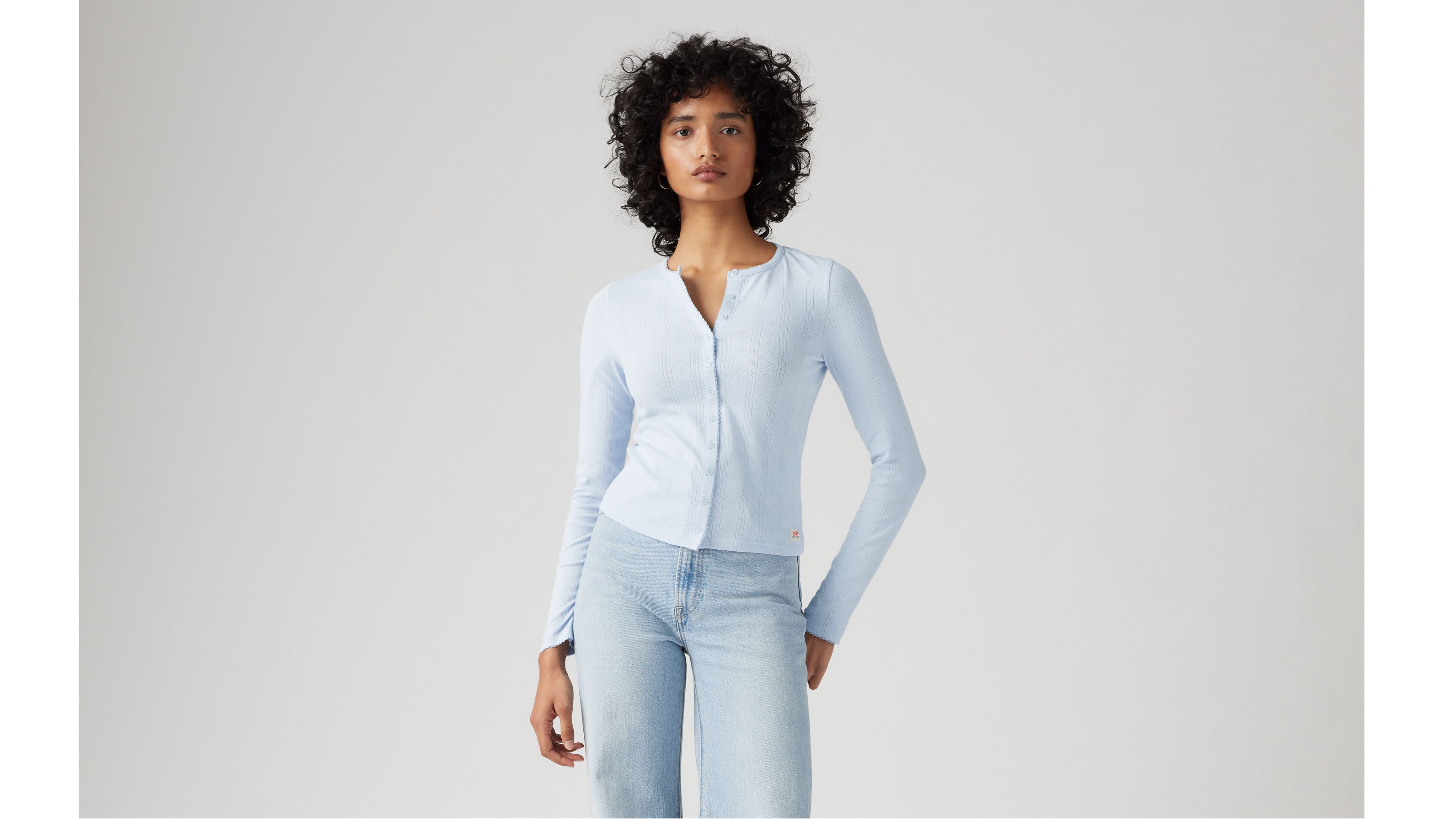 Dry Goods Pointelle Long Sleeve Tee - Blue | Levi's® GB