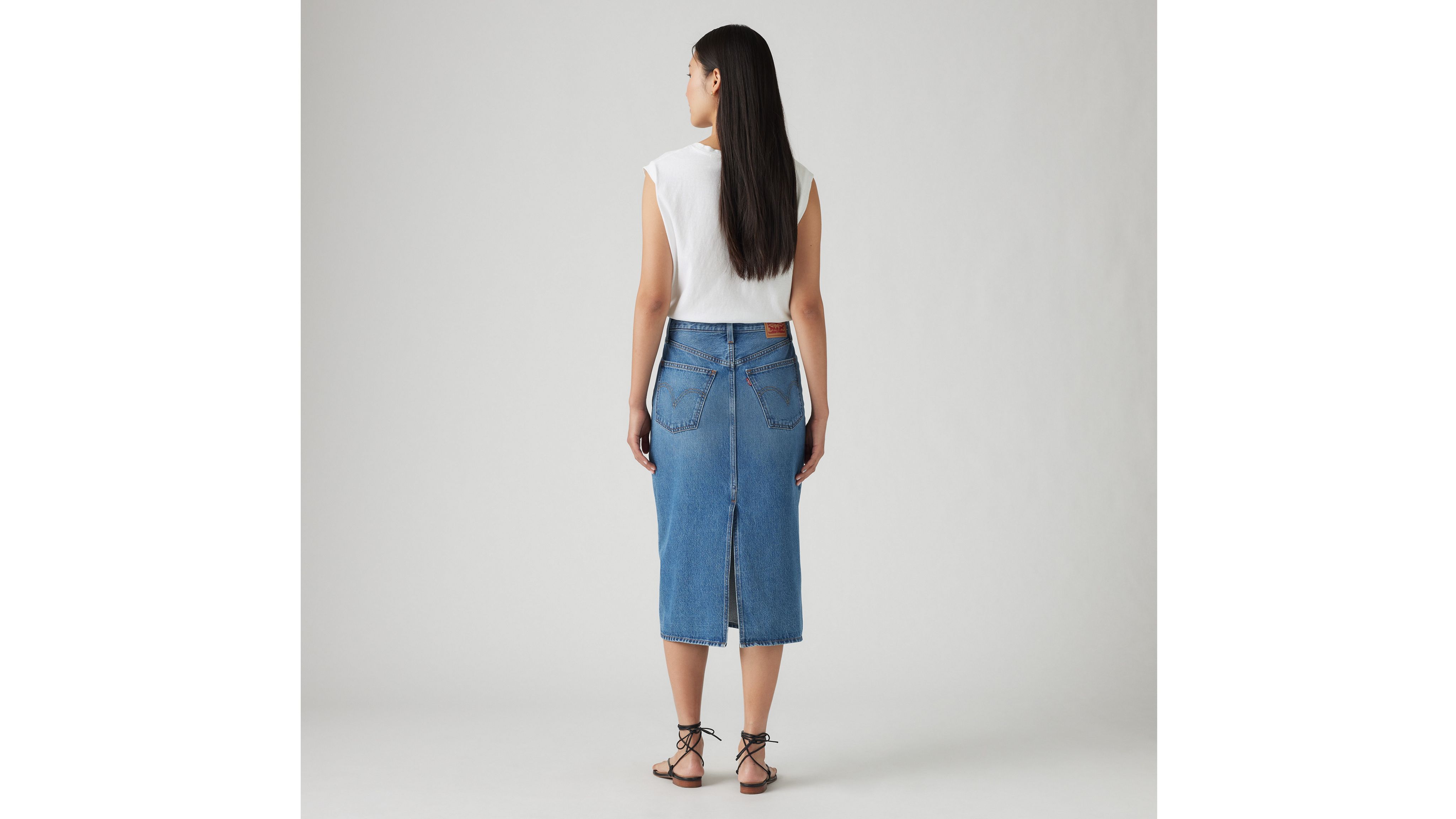 High Rise Back Slit Skirt - Blue | Levi's® GB