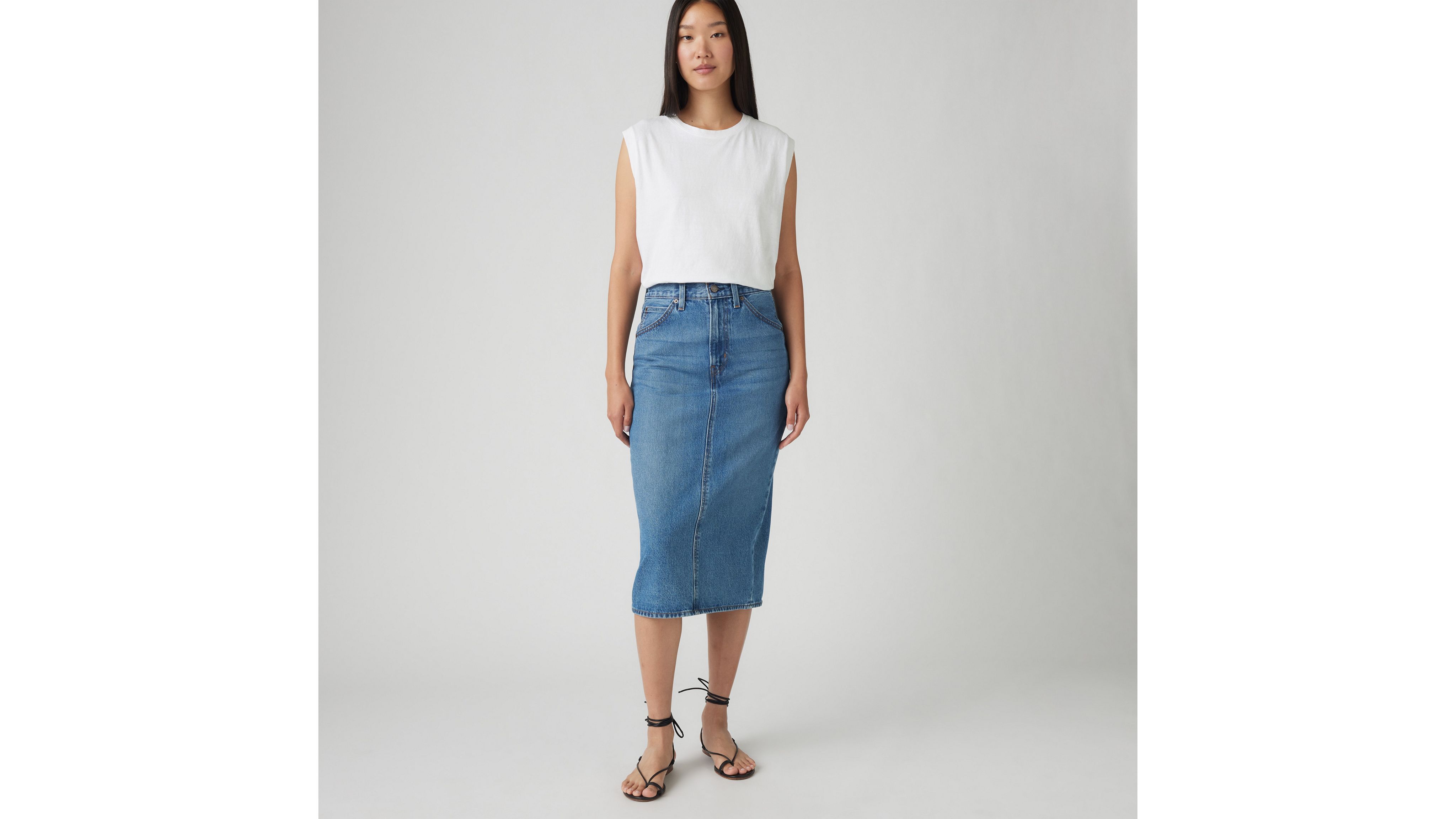 High Rise Back Slit Skirt - Blue | Levi's® GB