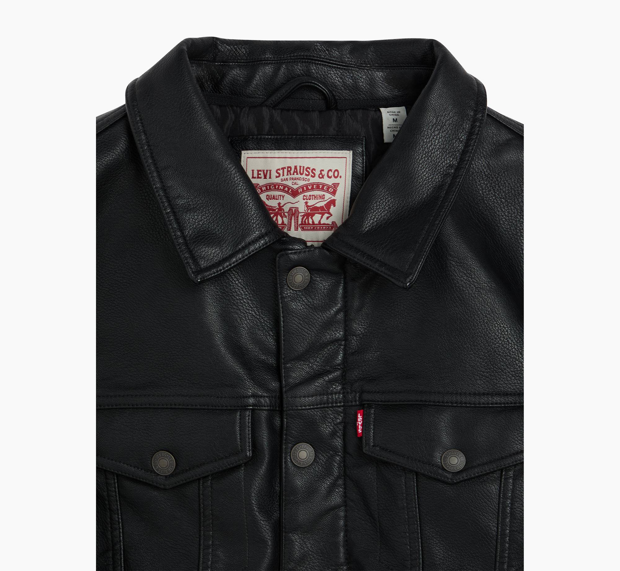 Faux Leather Trucker Sherpa Jacket - Black | Levi's® NO Faux Leather Trucker Sherpa Jacket - Black | Levi's® NO