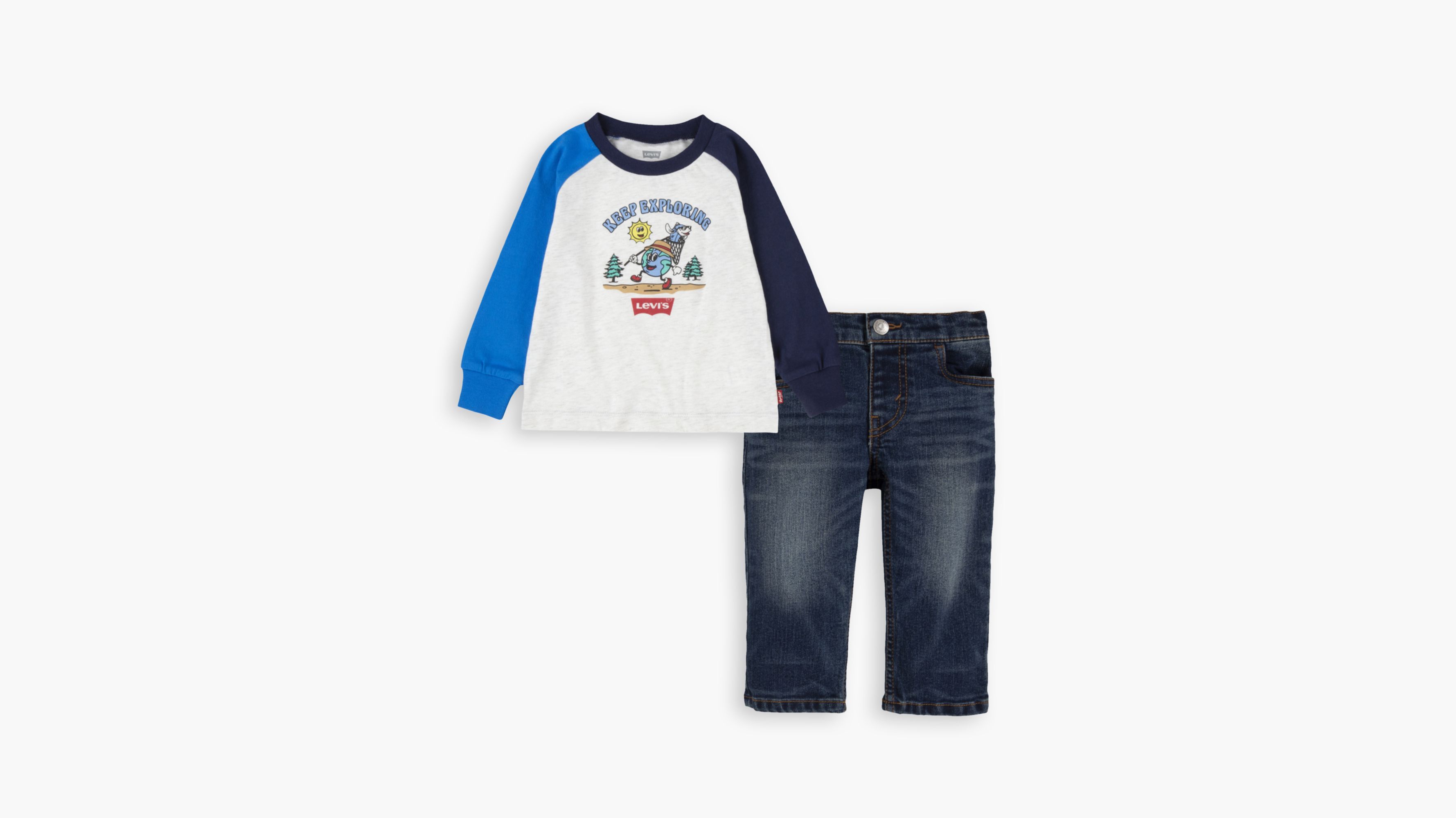 Levi's® Keep Exploring Denim Baby Set 12-24m - White | Levi's® US
