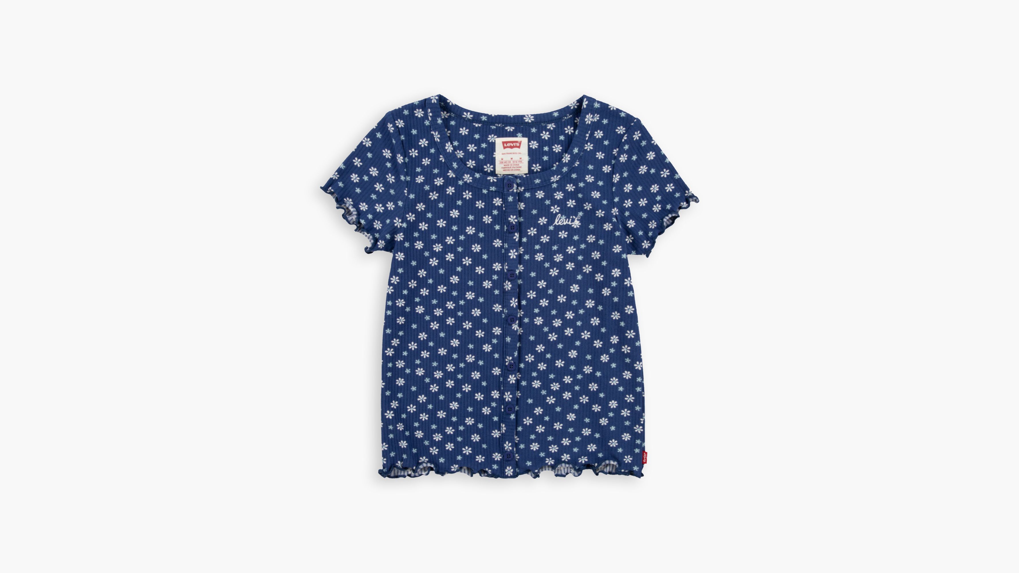 Levi's® Short Sleeve Scoop Neck Ribbed Knit Big Girls Top S-xl - Blue ...