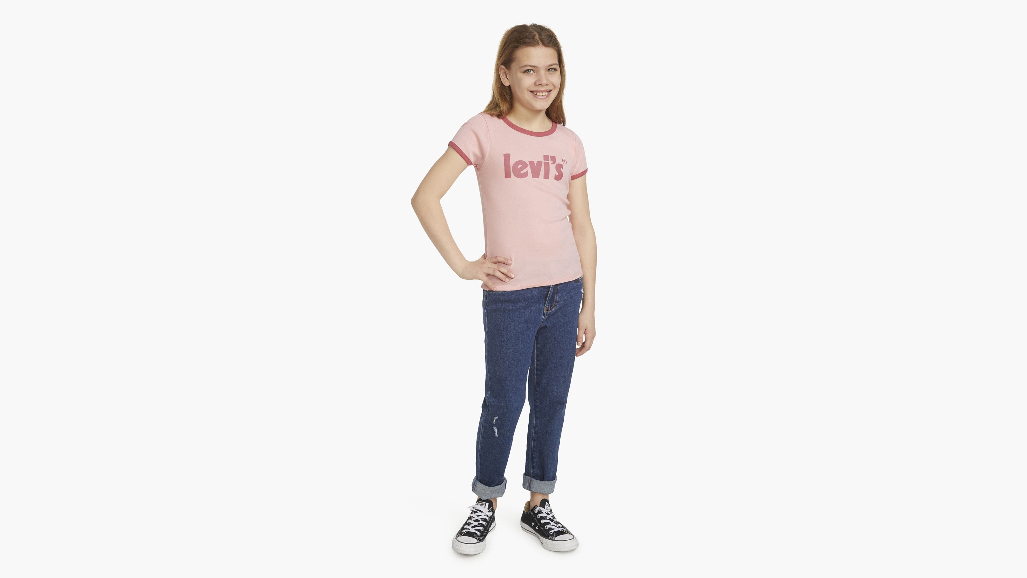 Ribbed Ringer Logo Top Big Girls S-xl - Pink | Levi's® US