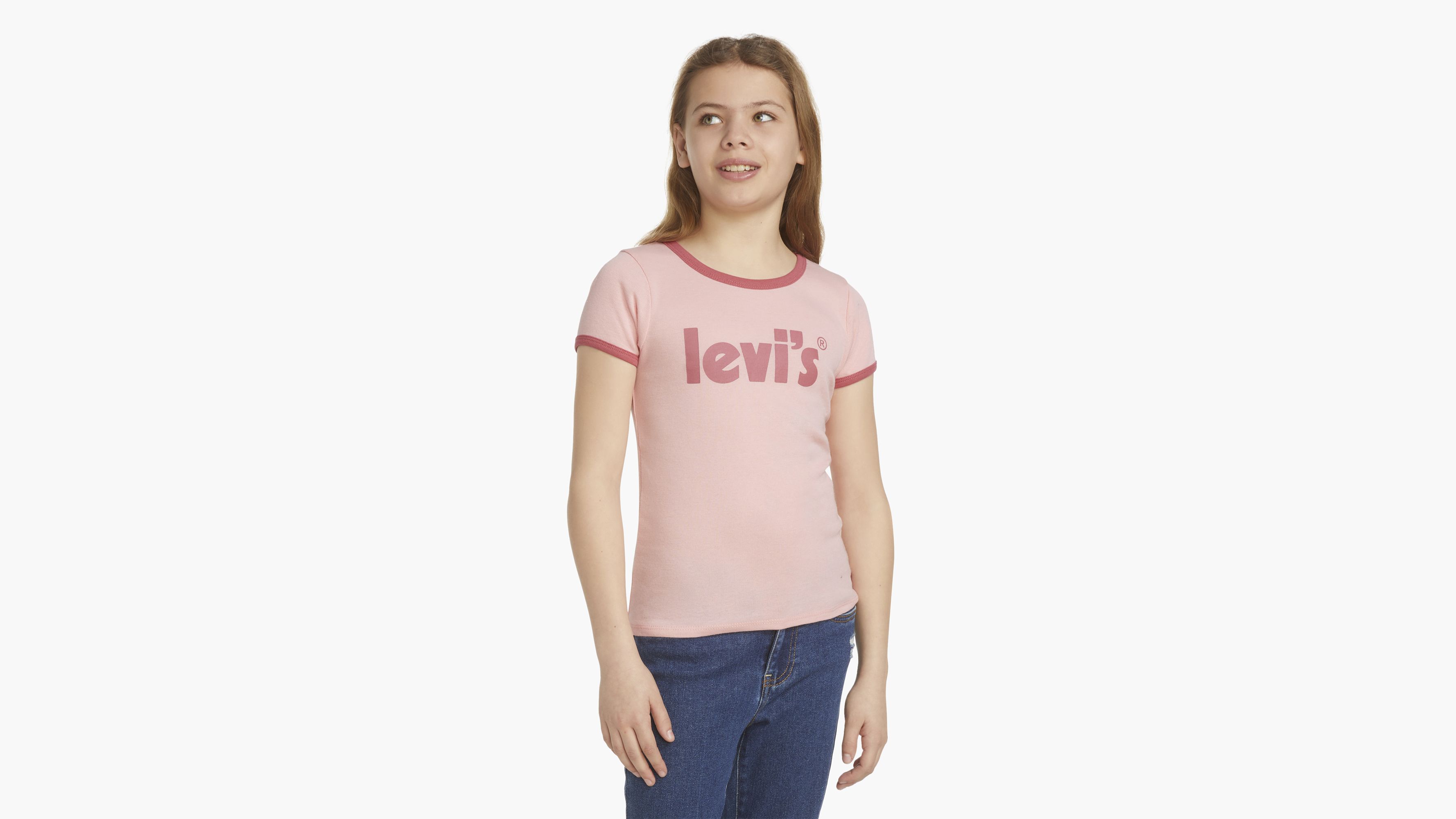 Ribbed Ringer Logo Top Big Girls S-xl - Pink | Levi's® US