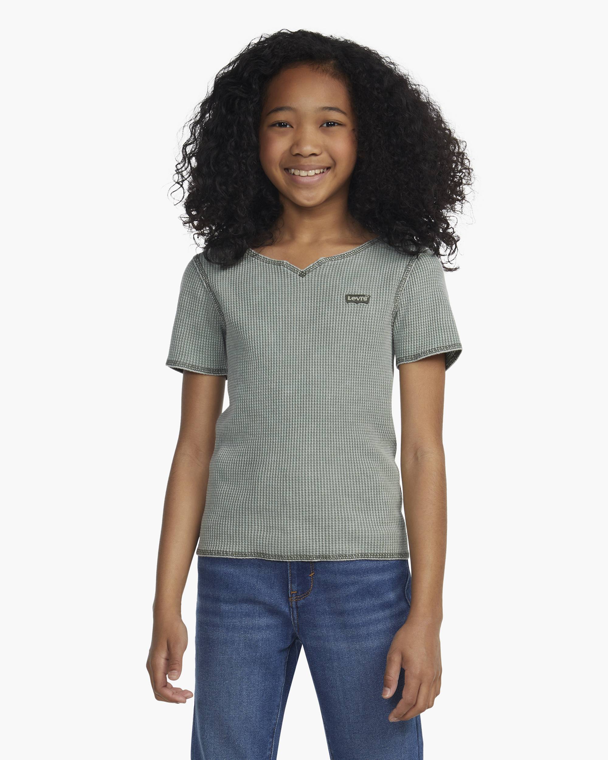 Waffle Notch Neck Top Big Girls 7-16 - Green | Levi's® US Waffle Notch Neck Top Big Girls 7-16 - Green | Levi's® US