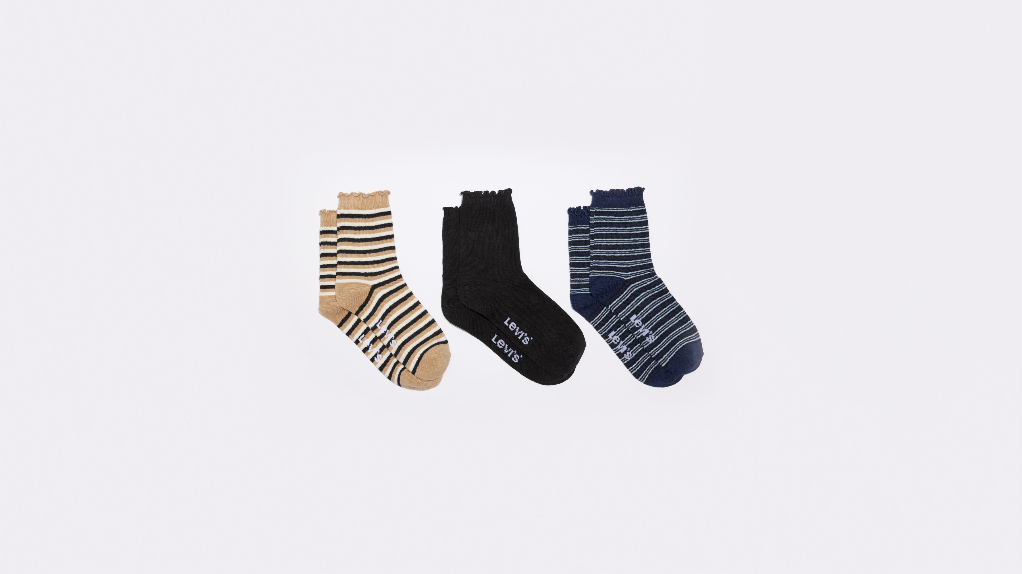 Double Stripes Short Cut Socks (3 Pack) - Black | Levi's® US