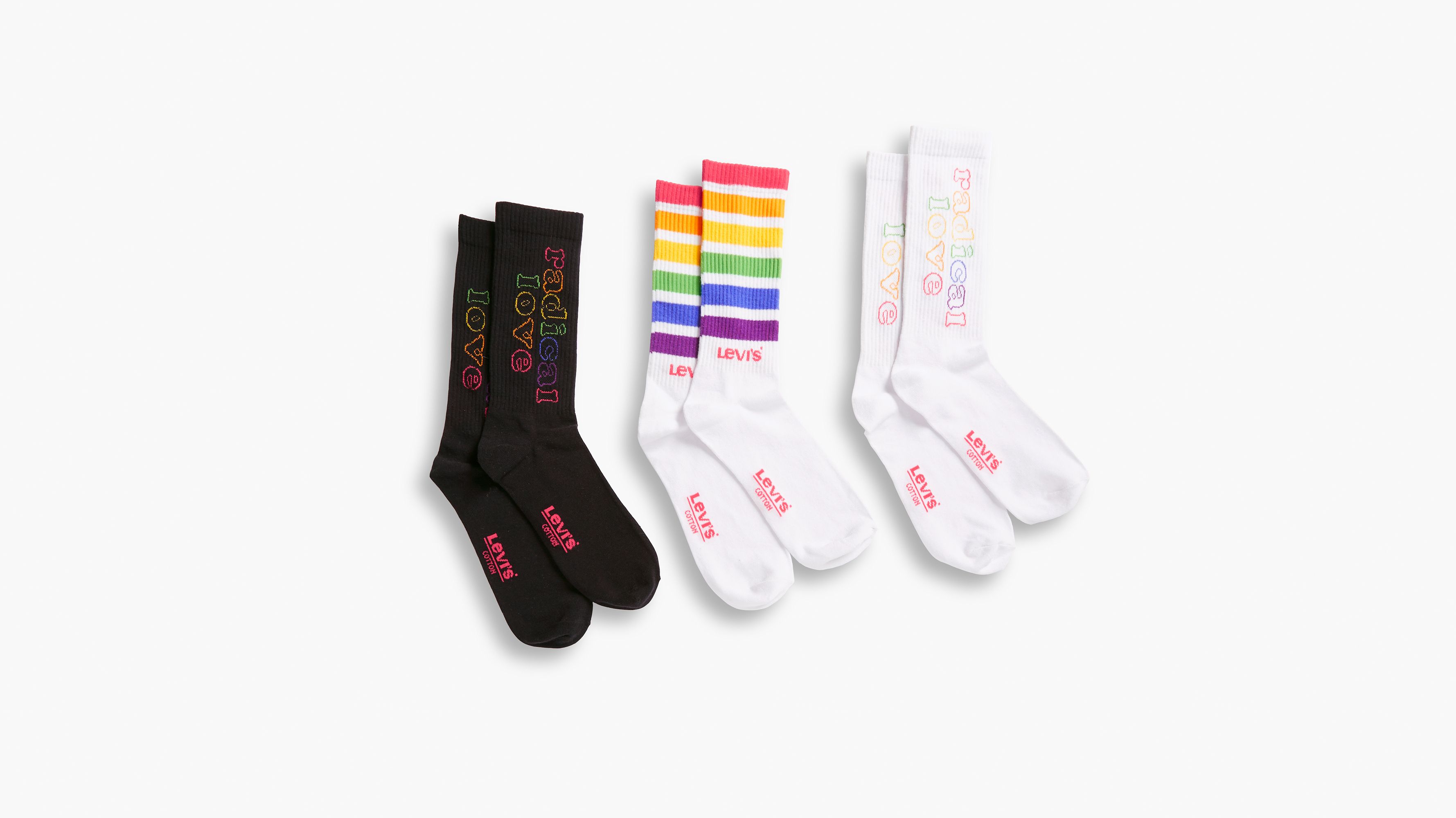 Levi's® Pride Regular Cut Socks (3 Pack) - Multi-color | Levi's® US