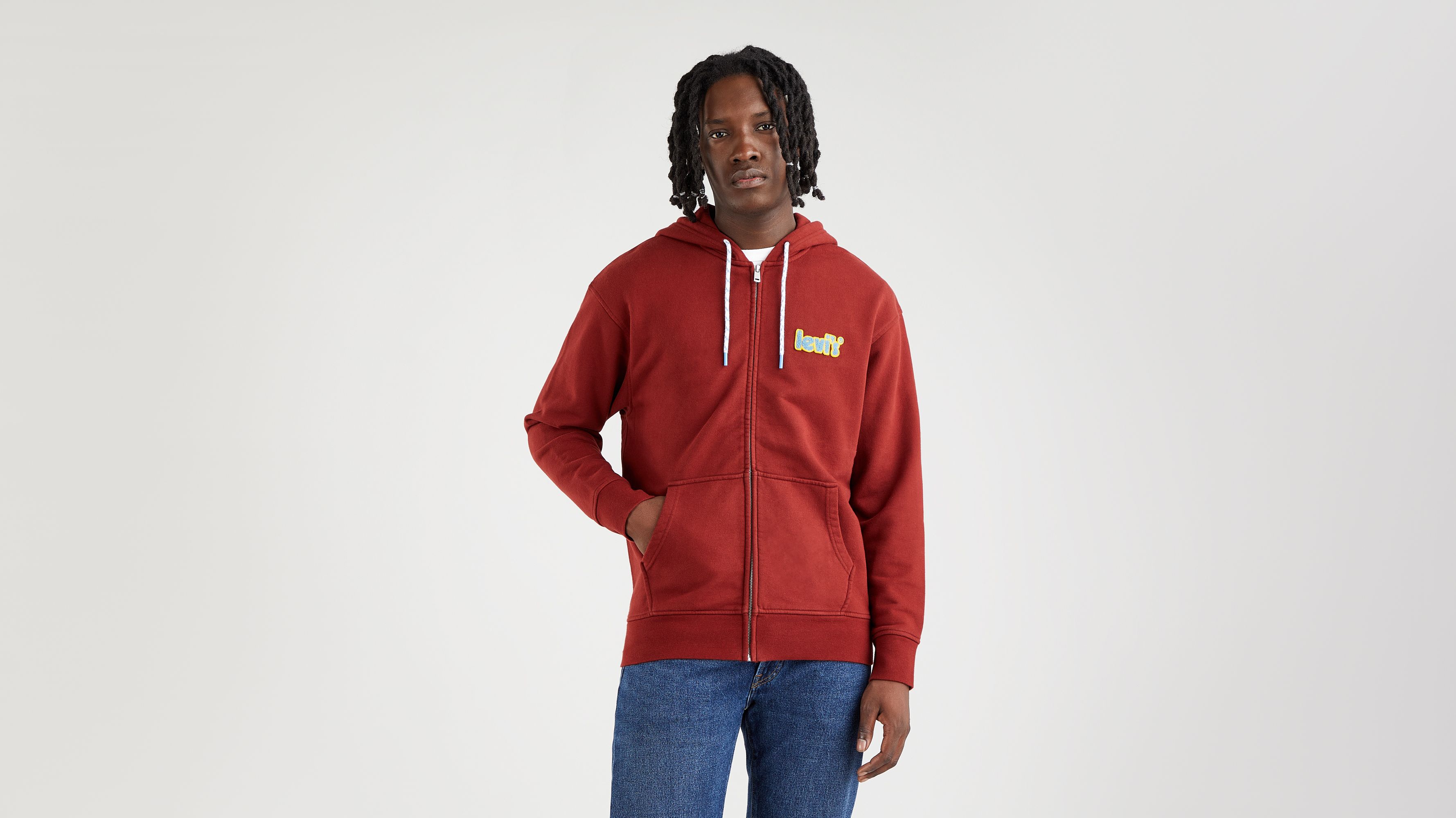 Relaxed Graphic Zip Up Hoodie - Red | Levi's® ES