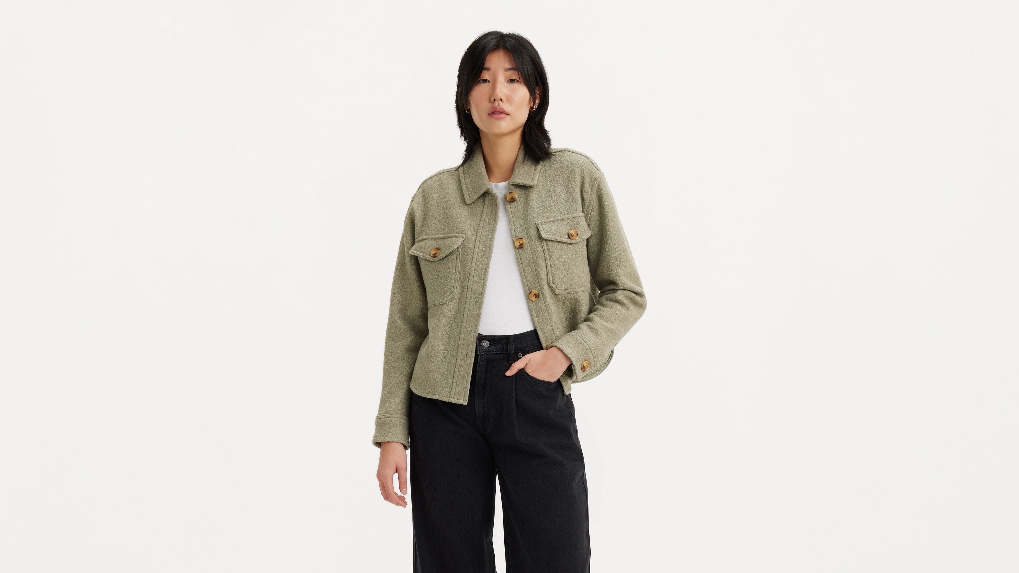 Cropped Shacket - Black | Levi's® CA