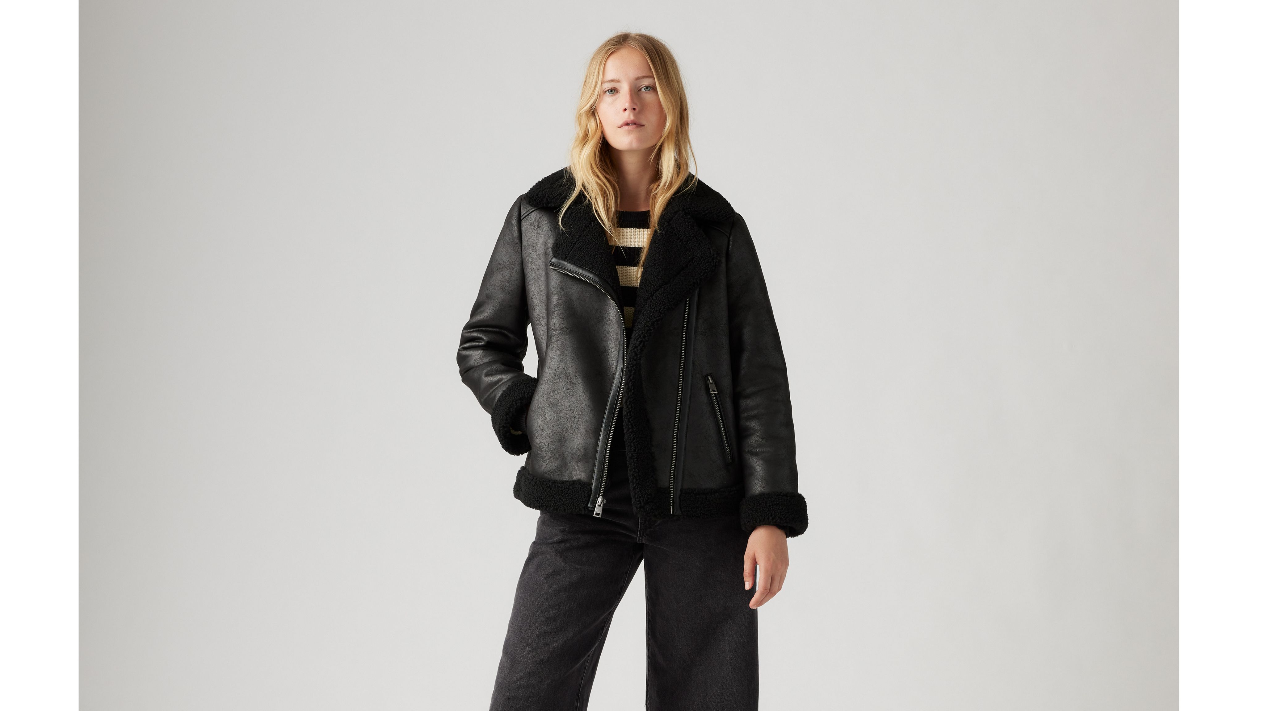 Faux Shearling Moto Jacket - Black | Levi's® CA