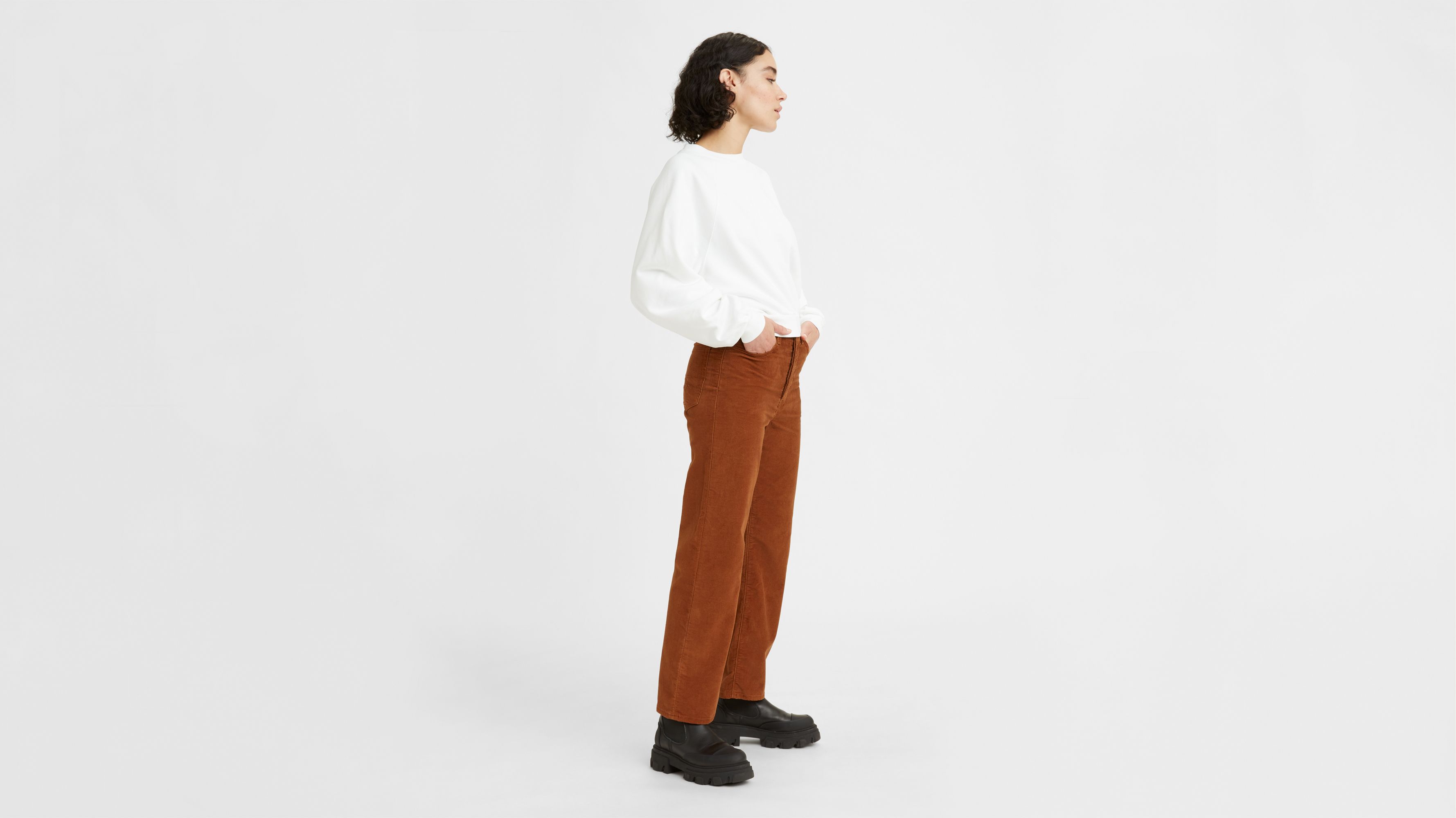 Ribcage Straight Ankle Corduroy Women's Jeans - White | Levi's® US