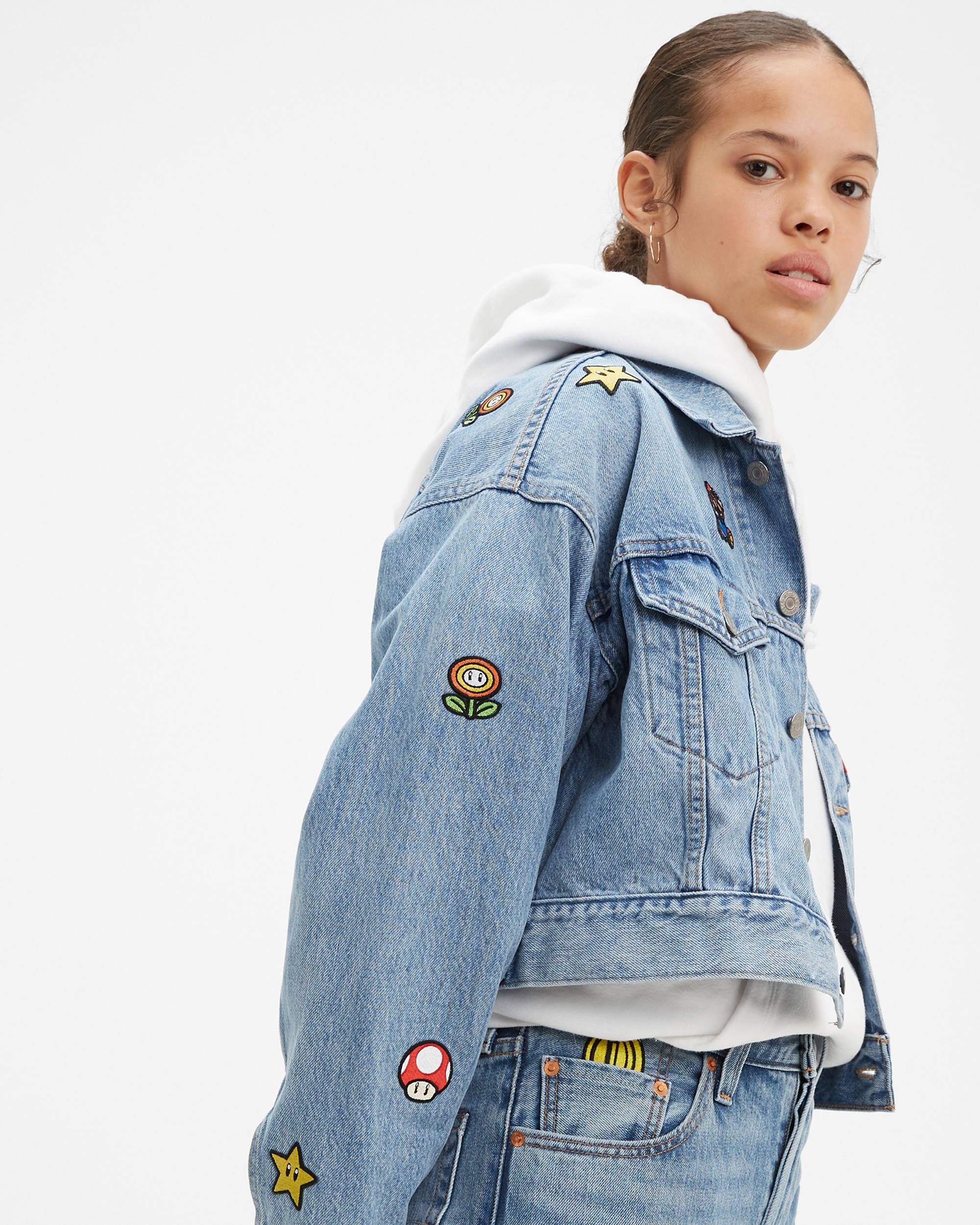 Levi's® X Super Mario Cropped Dad Trucker Jacket - Light Levi's® X Super Mario Cropped Dad Trucker Jacket - Light