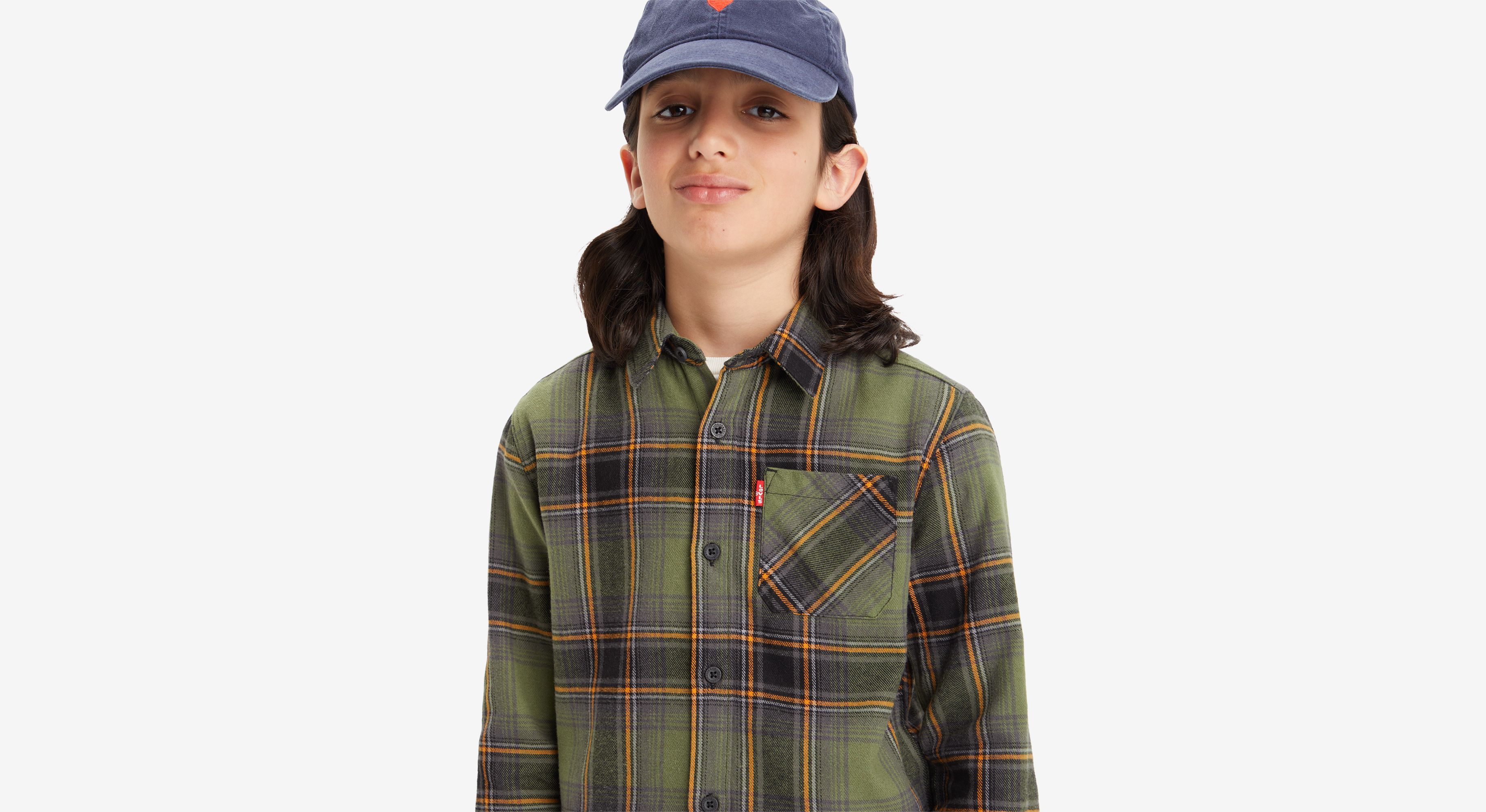 Teenager Plaid Flannel Pocket Shirt - Green | Levi's® GB