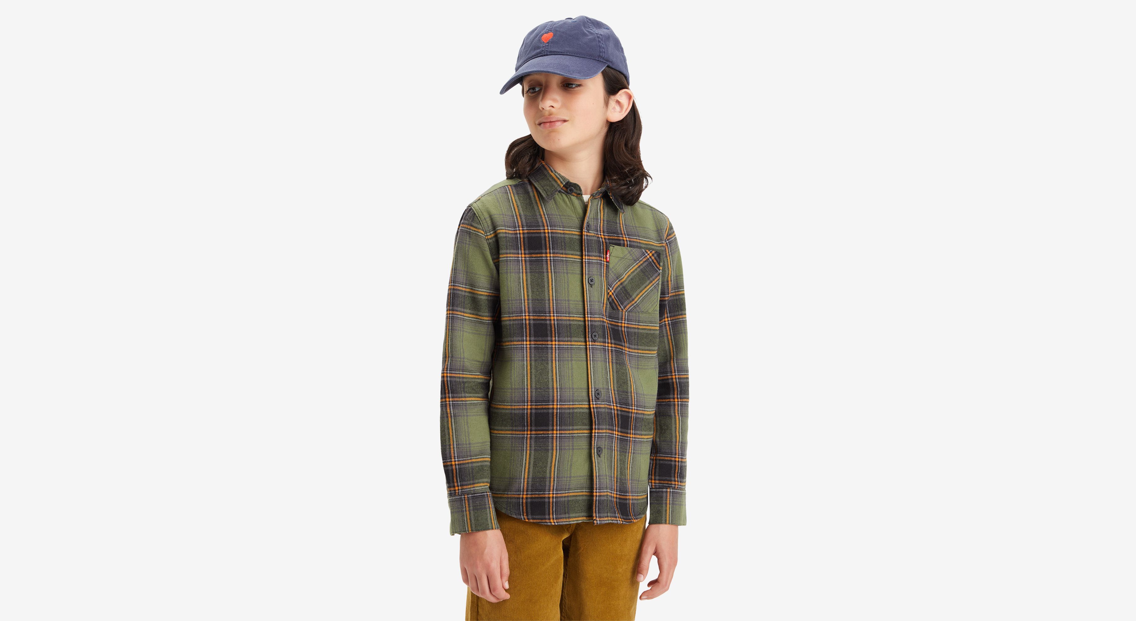 Teenager Plaid Flannel Pocket Shirt - Green | Levi's® GB