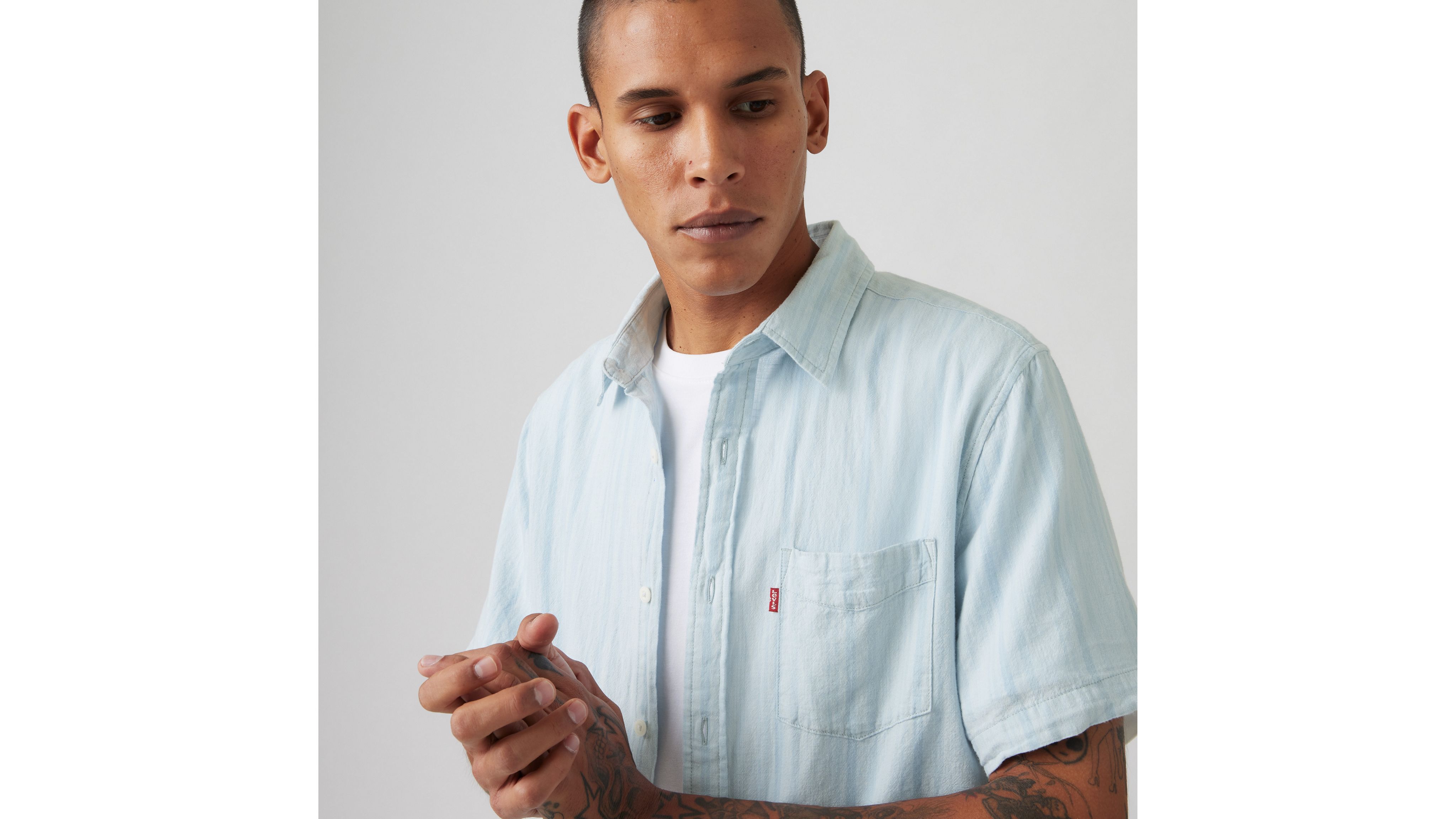Short Sleeve Sunset Cotton Linen One Pocket Shirt - Blue | Levi's® US