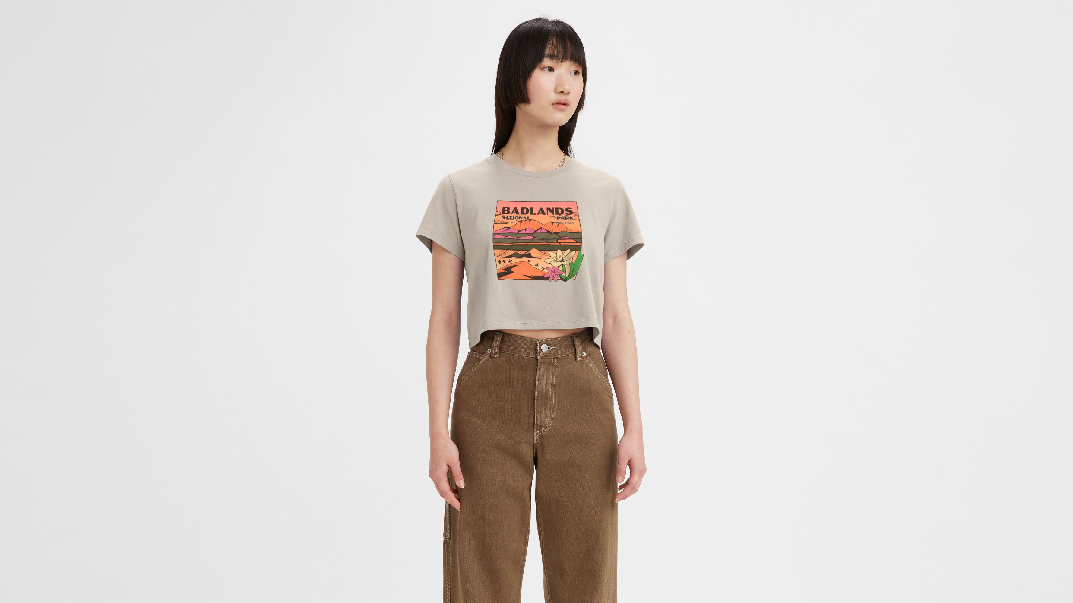Cropped Graphic Jordie Tee - Grey | Levi's® US
