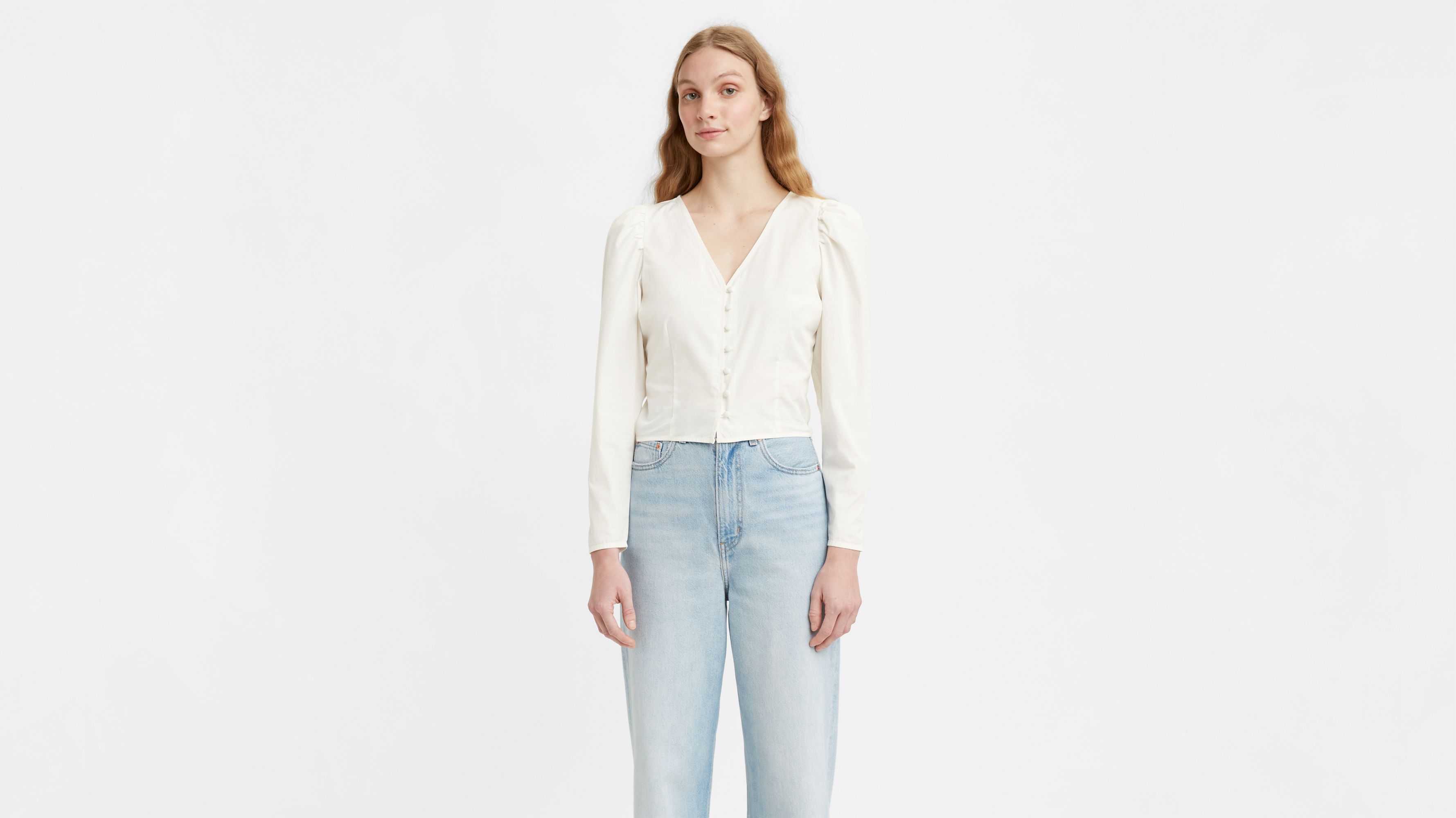 Teegan Mutton Sleeve Button-up Blouse - White | Levi's® US