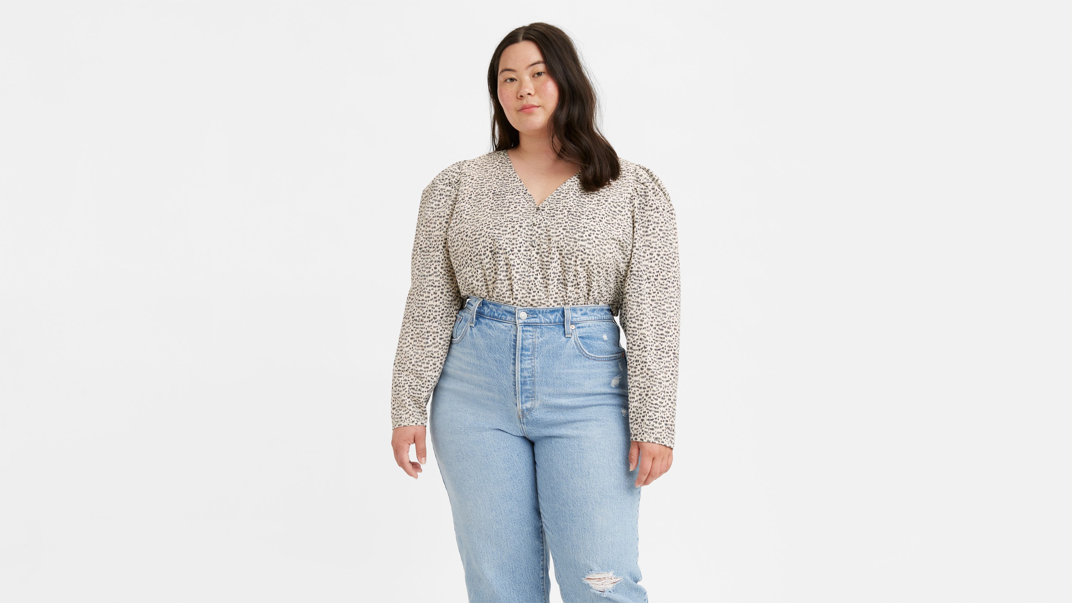 Teegan Mutton Sleeve Button-up Blouse (plus Size) - White | Levi's® US