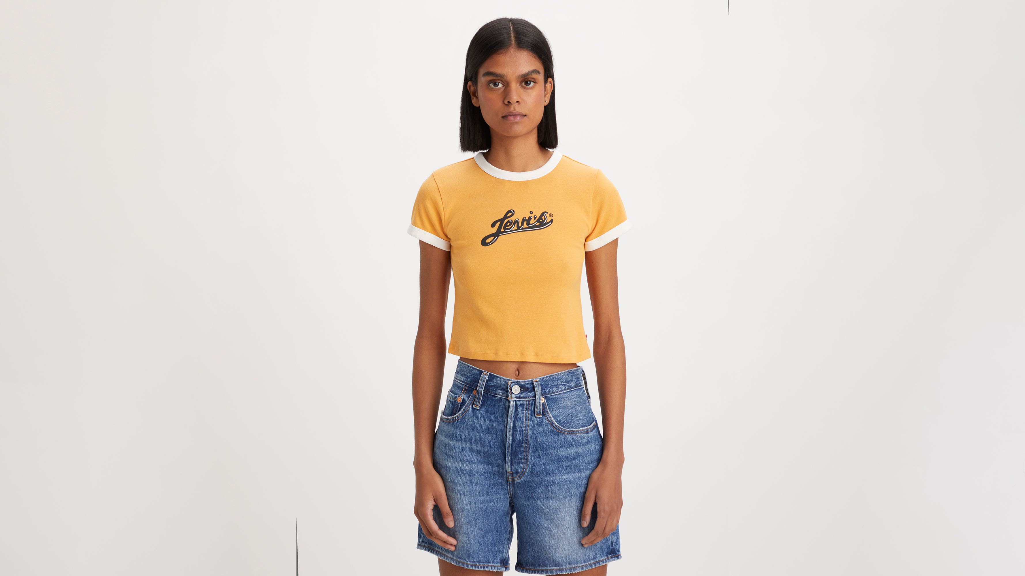 Graphic Ringer Mini Tee - Yellow | Levi's® RO