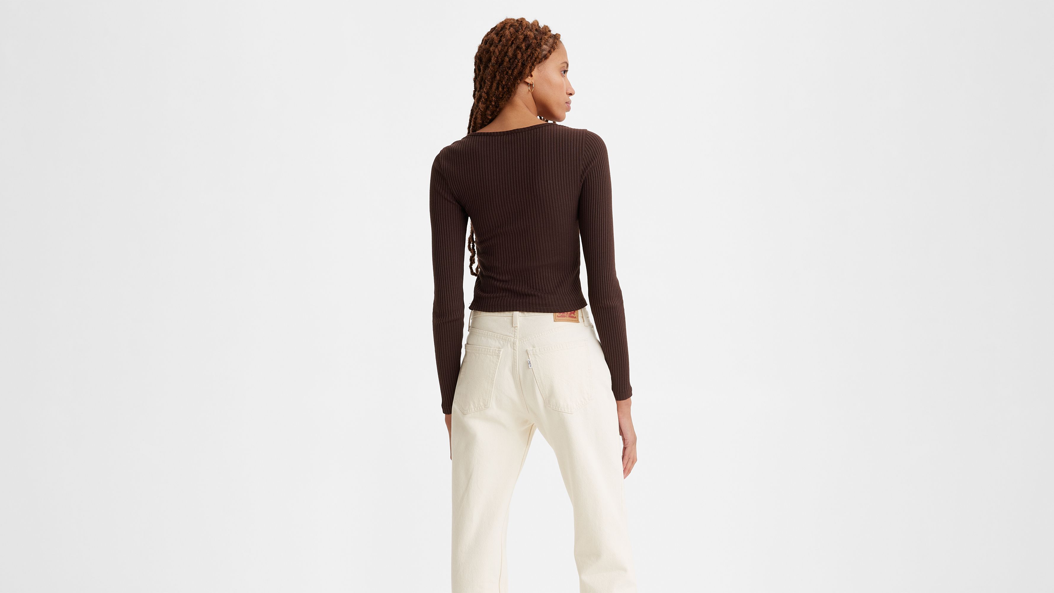 Britt Long Sleeve Snap Front Top - Brown | Levi's® US