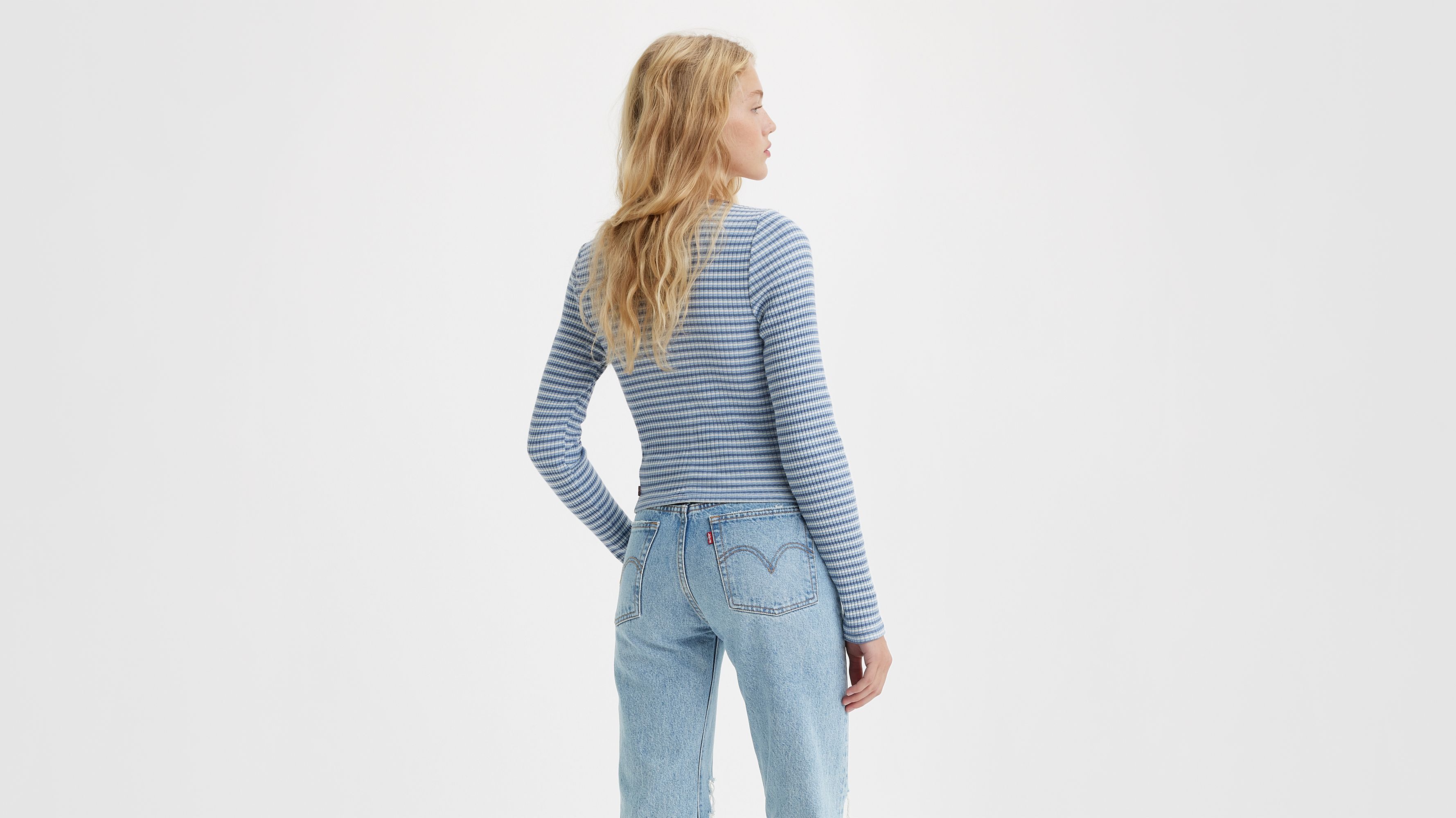 Britt Long Sleeve Snap Front Top - Blue | Levi's® US