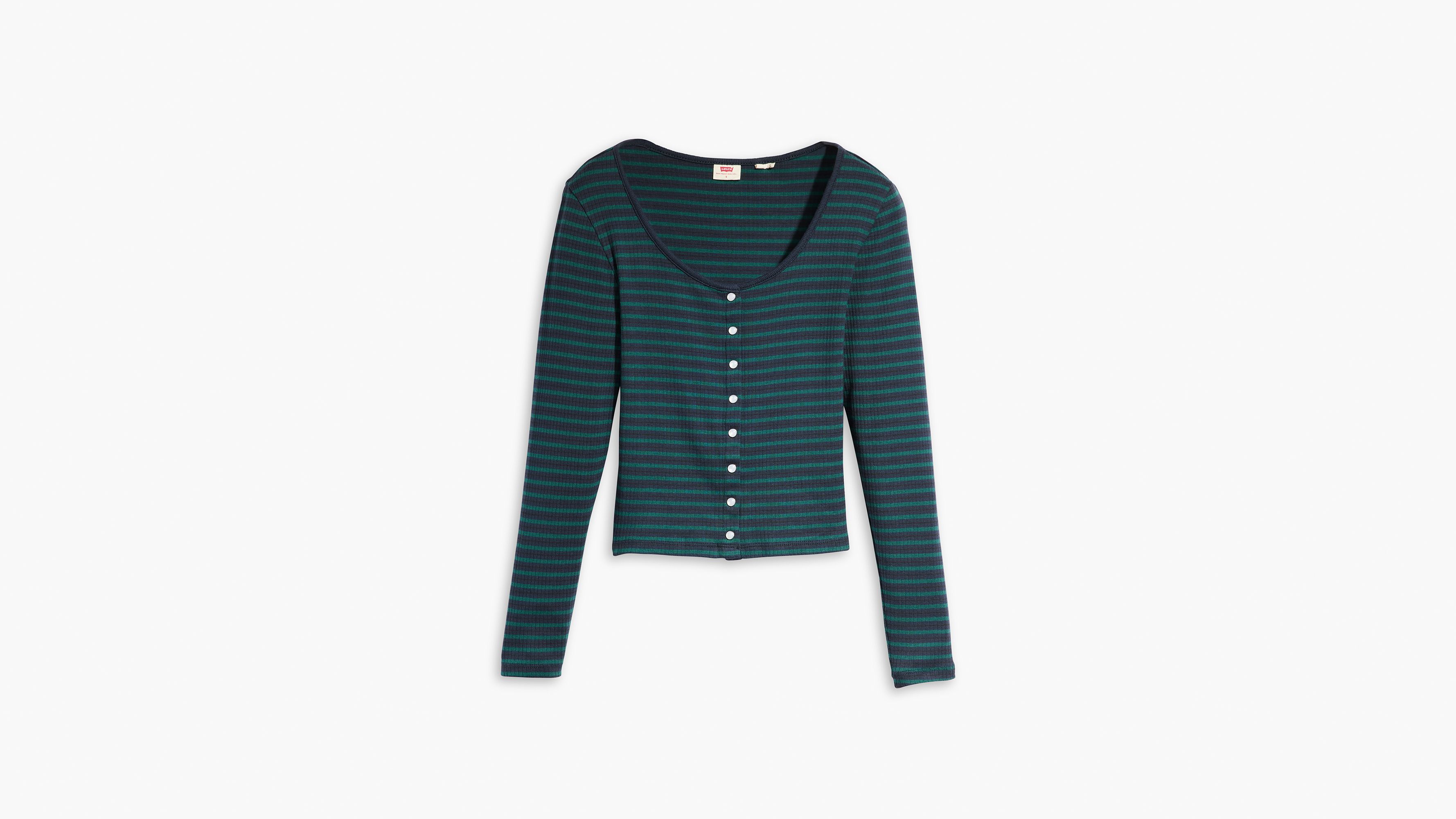Long Sleeve Britt Snap Front Top - Green | Levi's® US