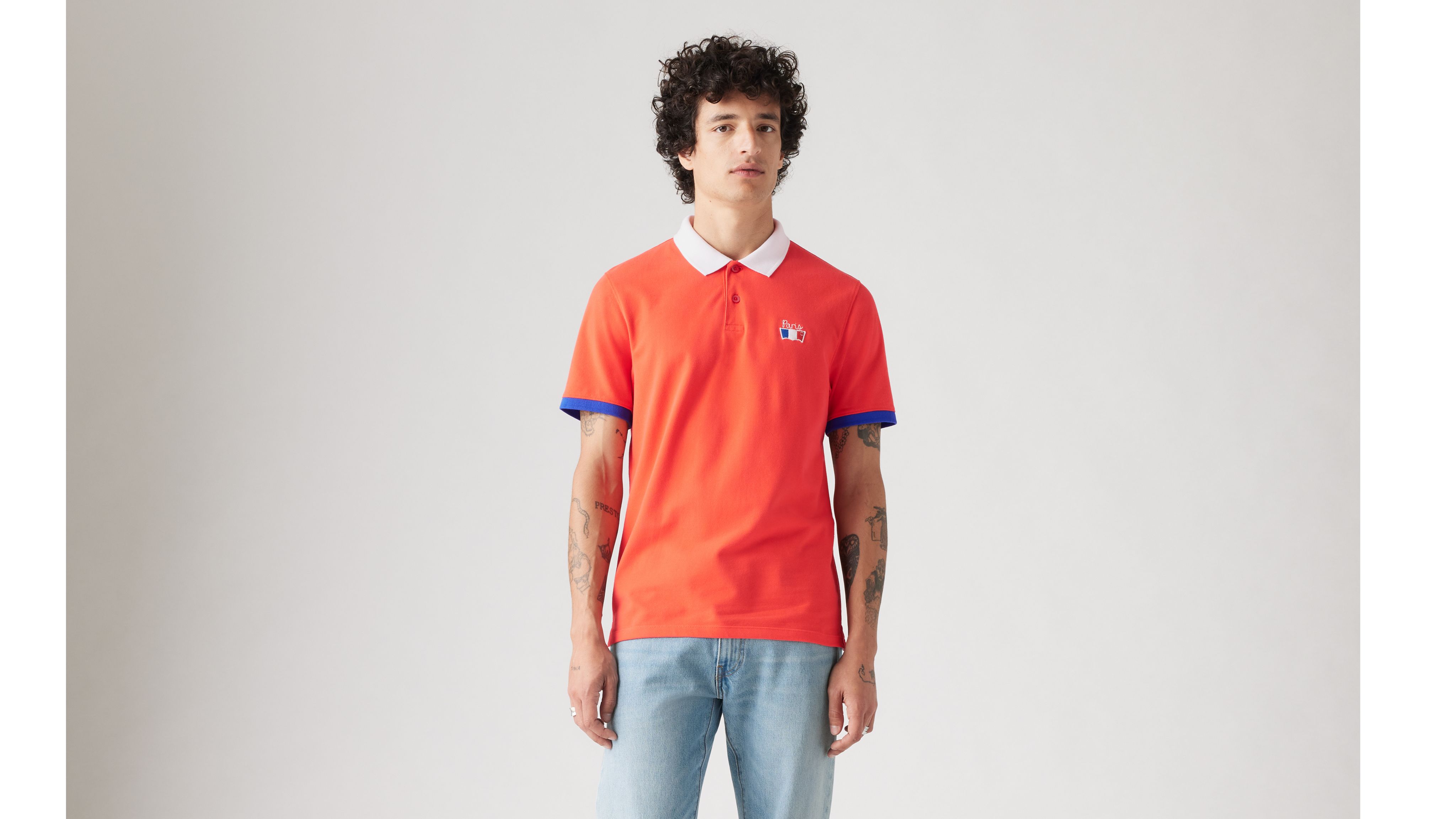 Levi's® For Pari's Slim Housemark Polo Shirt - Red | Levi's® RO