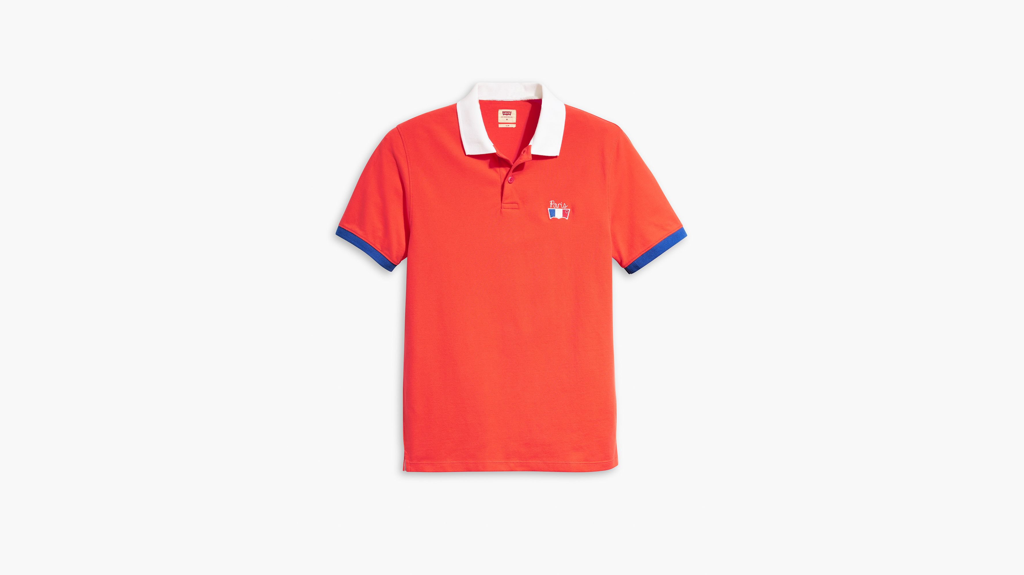Levi's® For Pari's Slim Housemark Polo Shirt - Red | Levi's® NO