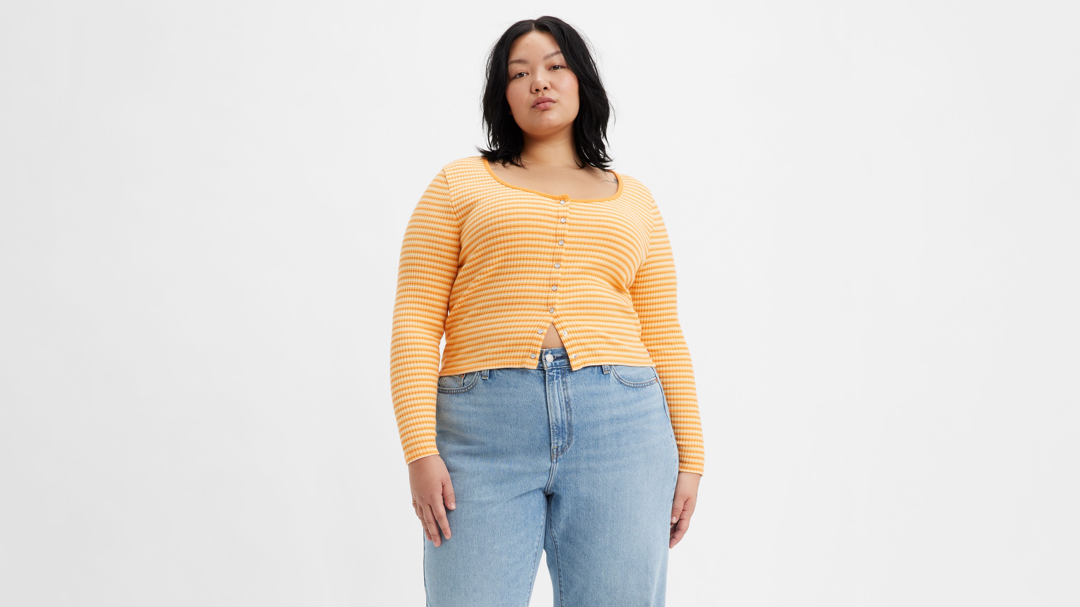 Long Sleeve Britt Snap Front Top (plus Size) - Orange | Levi's® US