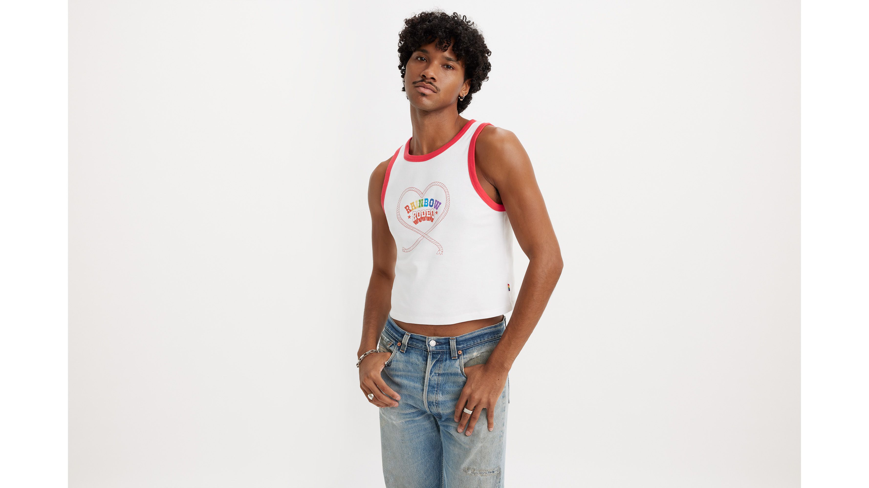 Levi s Pride Rainbow Rodeo Ringer Tank White Levi s US