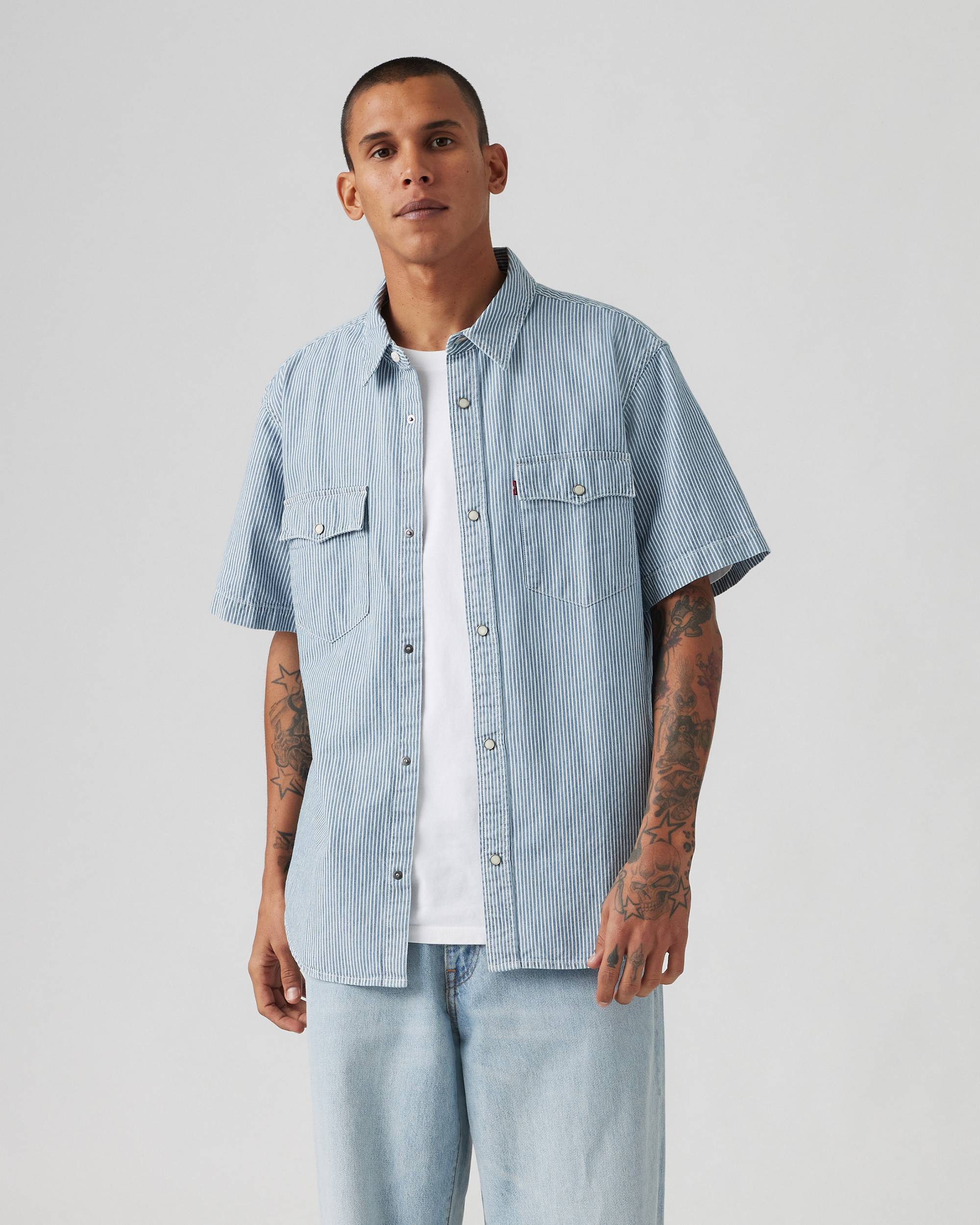 Short Sleeve Relaxed Fit Western Shirt - Light Wash | Levi's® US Short Sleeve Relaxed Fit Western Shirt - Light Wash | Levi's® US