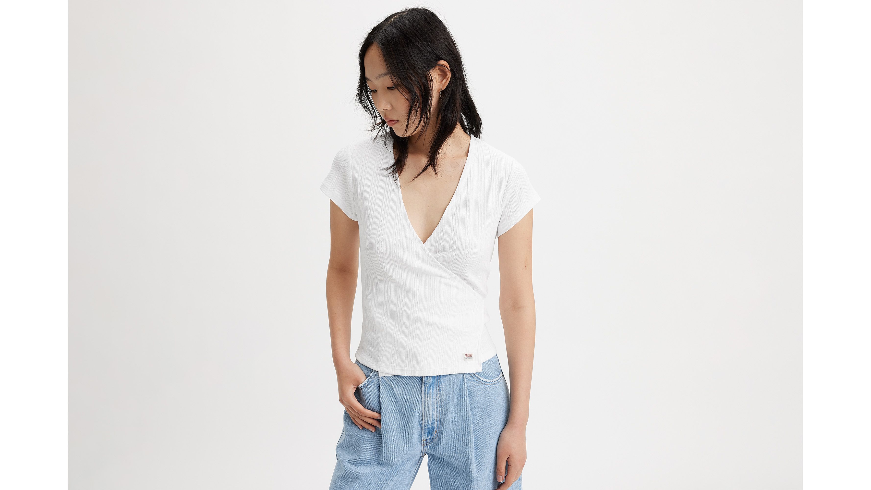 Dry Goods Pointelle Wrap Top - White | Levi's® US