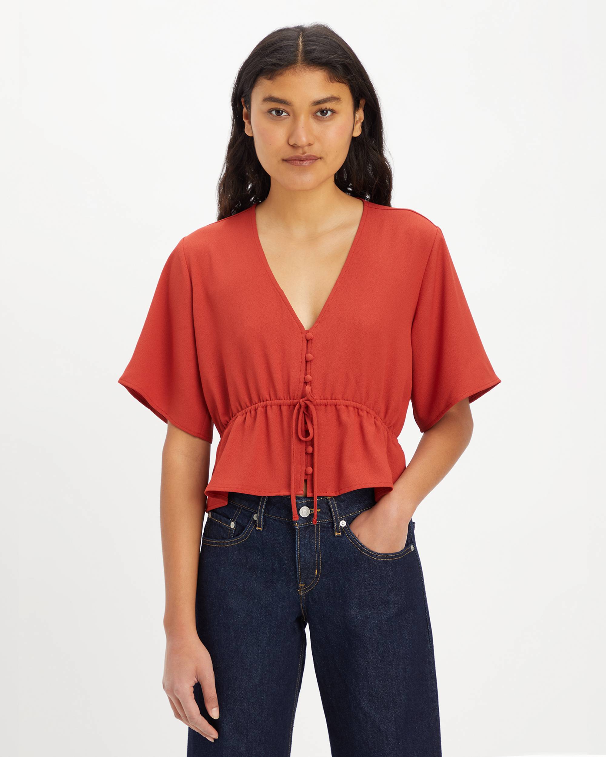 Lisa Short Sleeve Blouse - Red | Levi's® US Lisa Short Sleeve Blouse - Red | Levi's® US