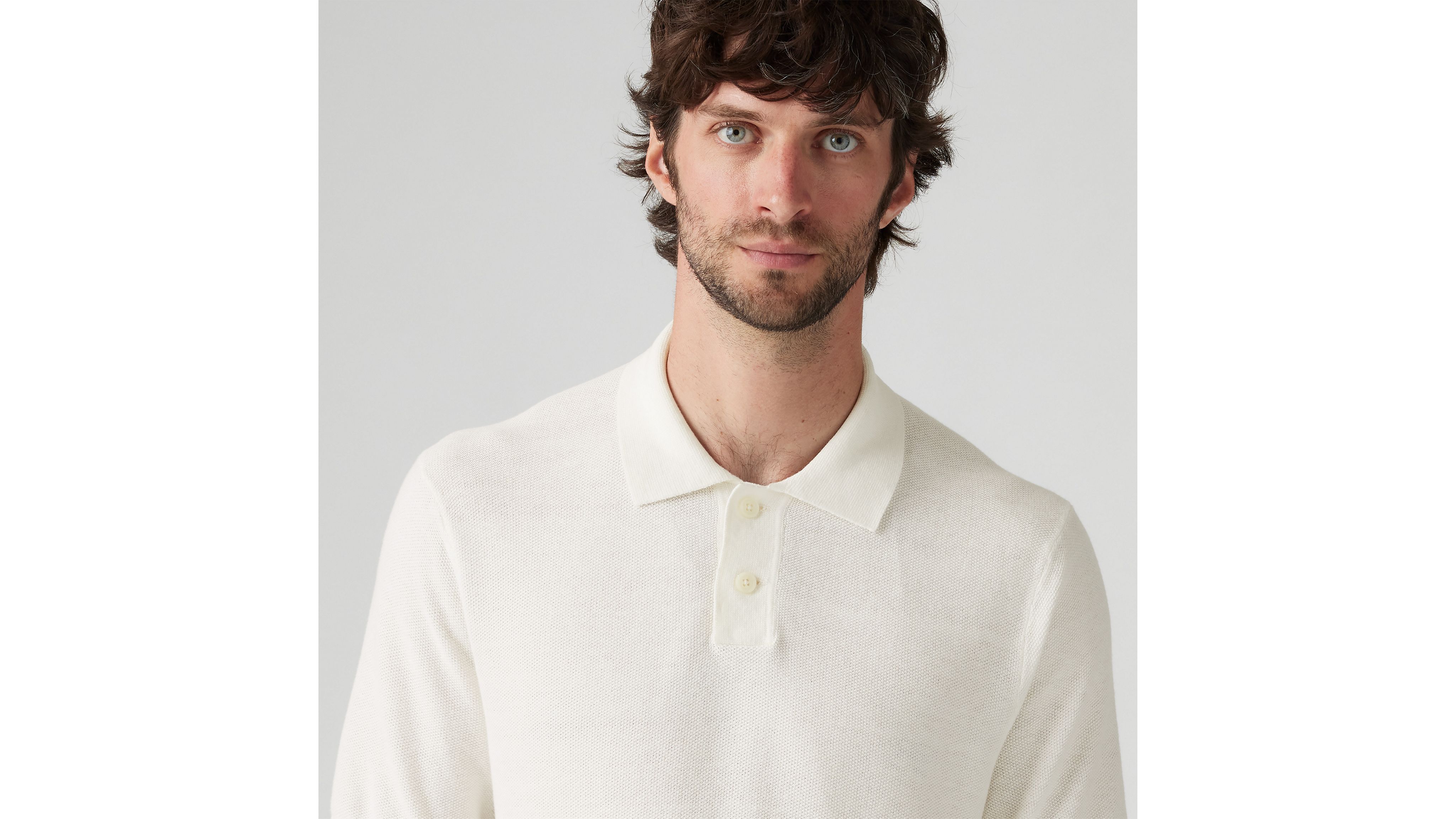 Sweater Cotton Linen Knit Polo - White | Levi's® GB