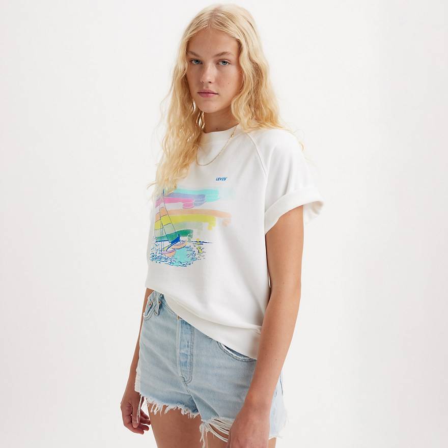 Graphic Marina Short Sleeve Sweatshirt - White | Levi's® CA Graphic Marina Short Sleeve Sweatshirt - White | Levi's® CA