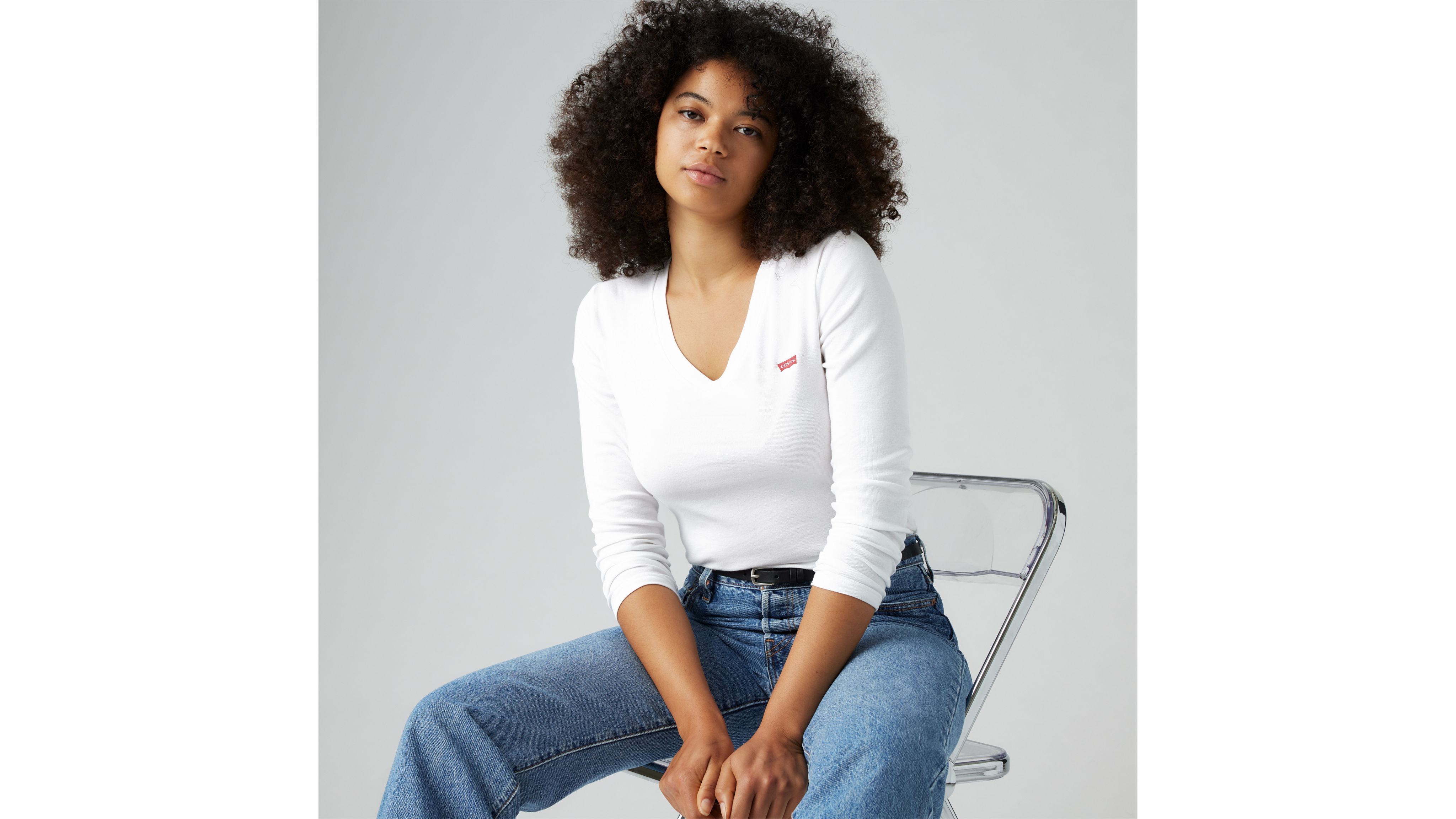 Essential Housemark Long-sleeve Tee - White | Levi's® GB