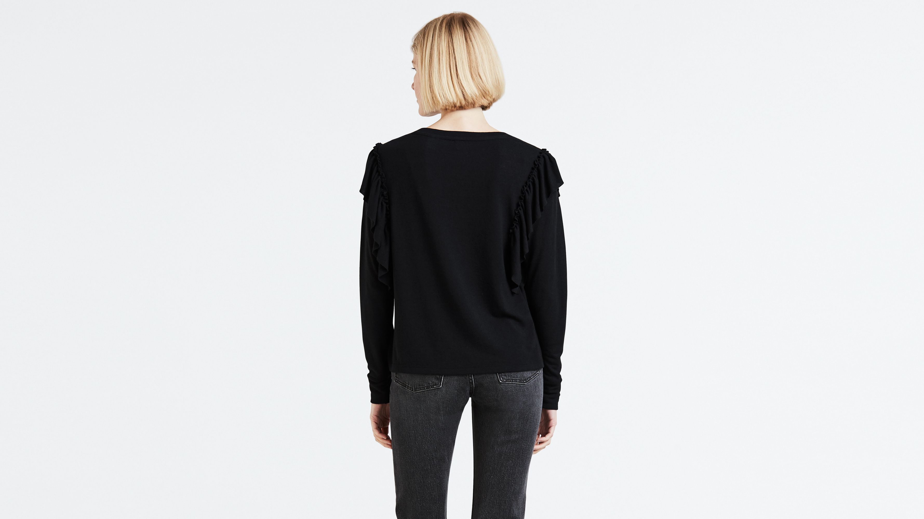 Long Sleeve Ruffled Tee Shirt - Black | Levi's® US