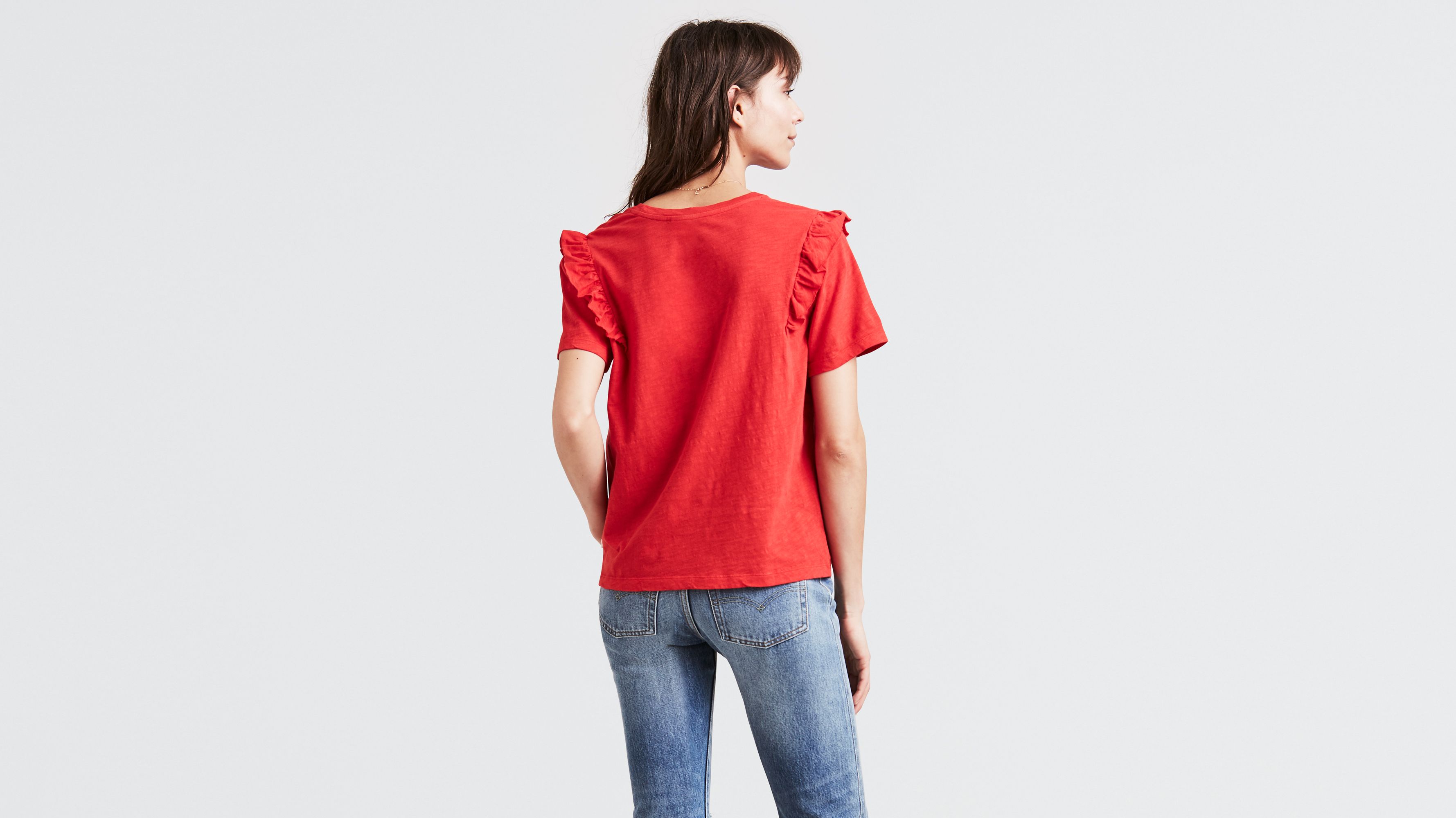 Short Sleeve Ruffled Tee Shirt - Red | Levi's® US