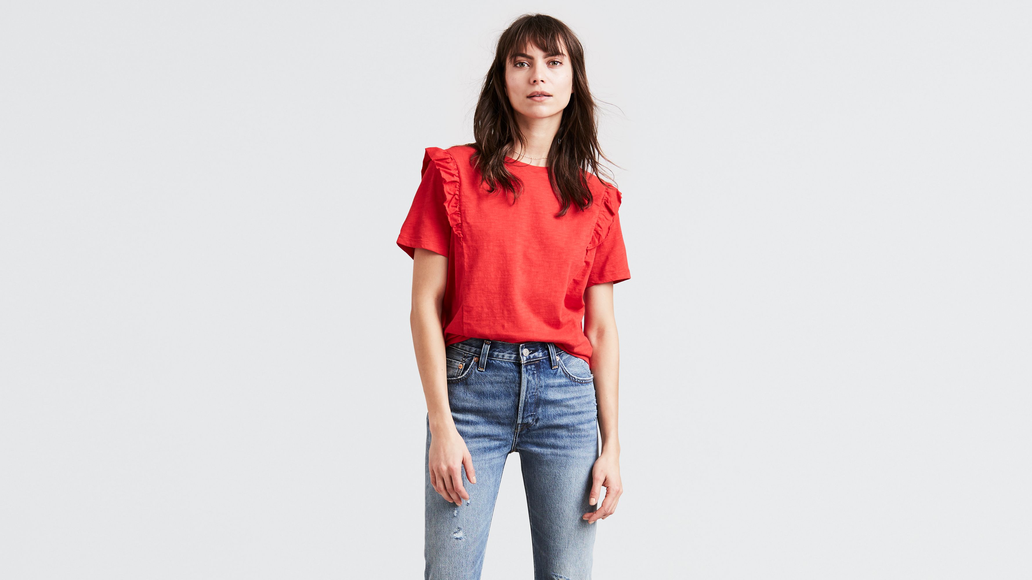 Short Sleeve Ruffled Tee Shirt - Red | Levi's® US