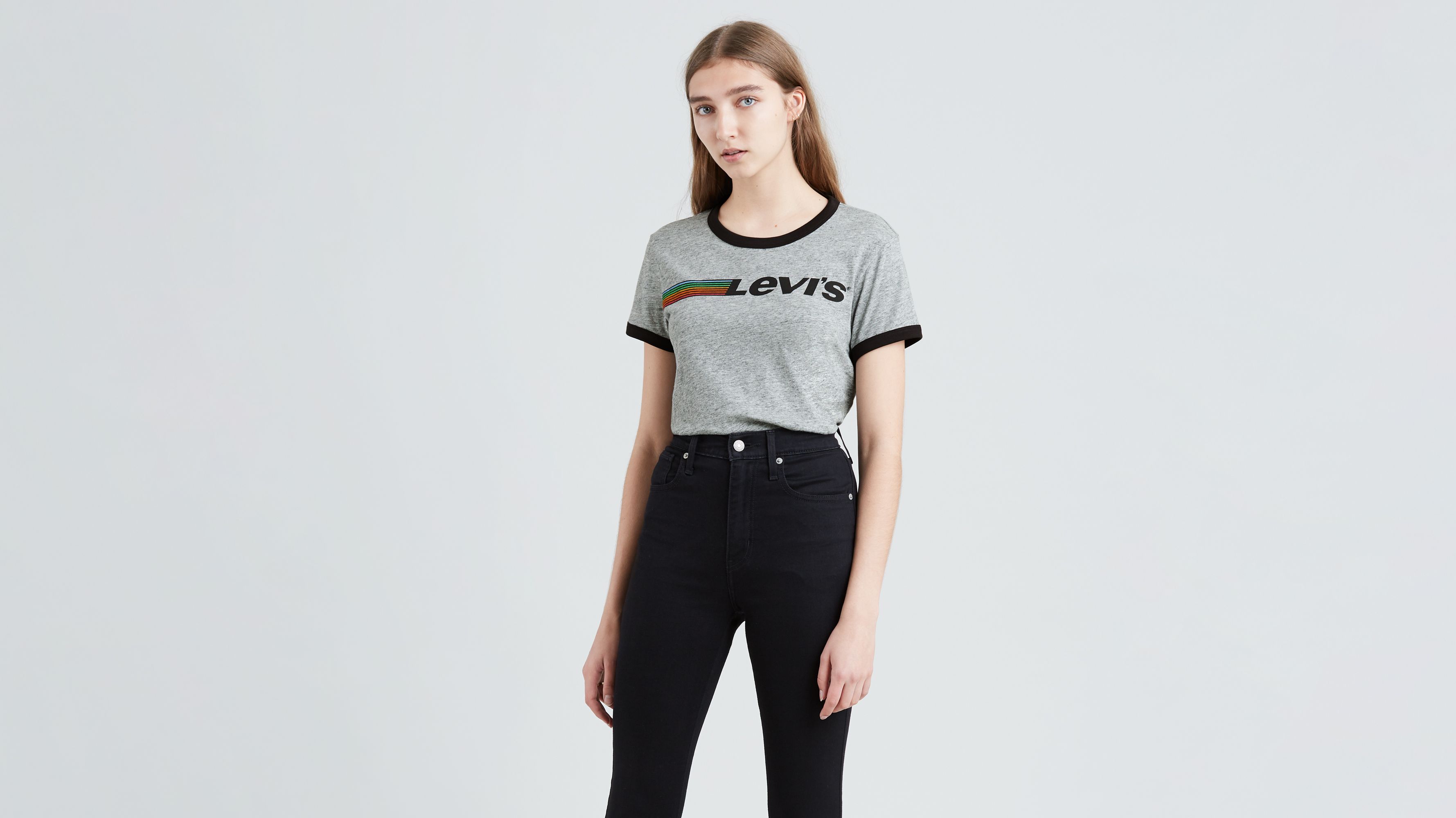 Chest Stripe Ringer Tee Shirt - Grey | Levi's® US