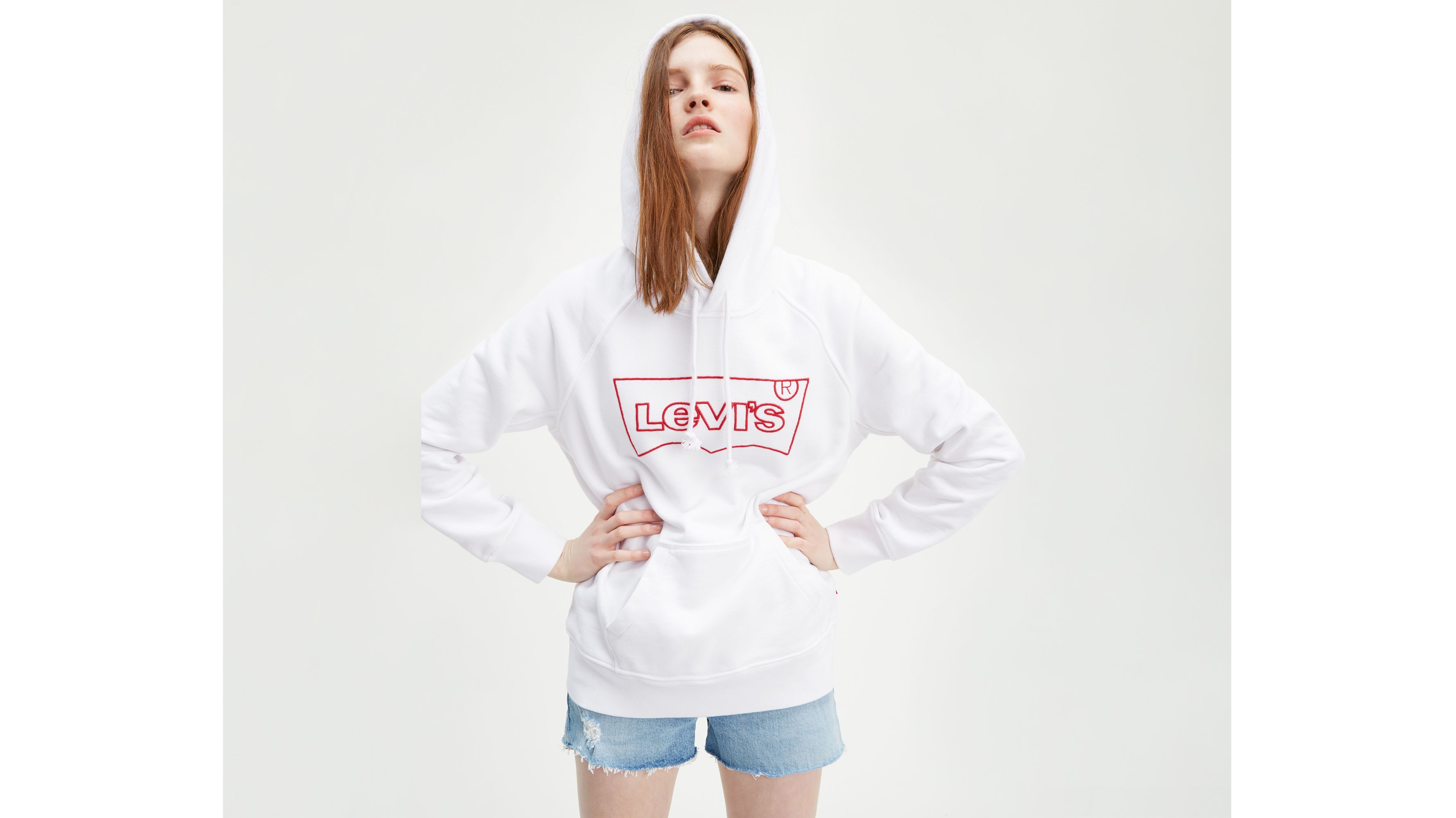 Levi's® Outline Logo Sport Hoodie - White | Levi's® US