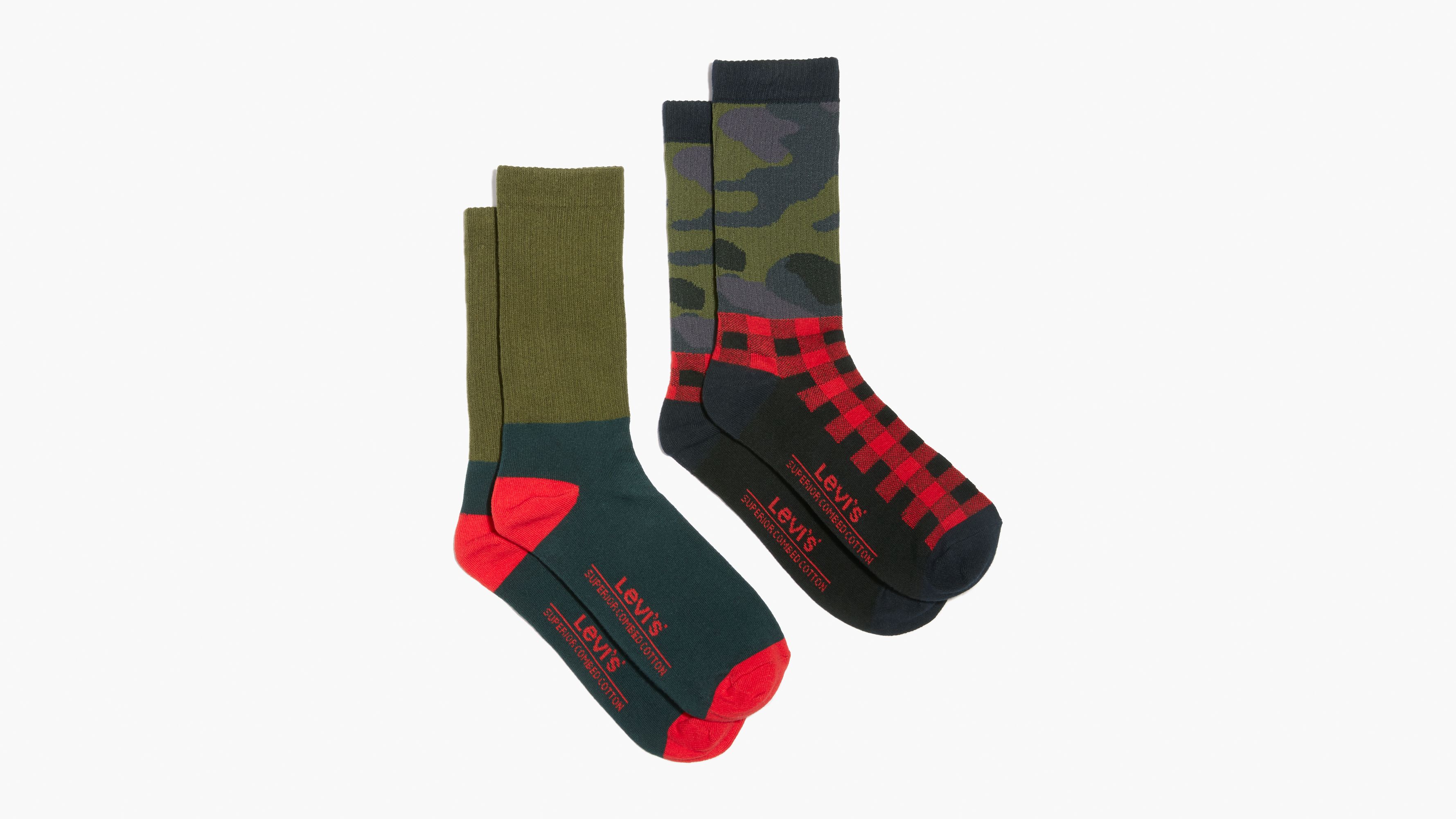 Levi's® Regular Cut Socks (2 Pack) - Green | Levi's® US
